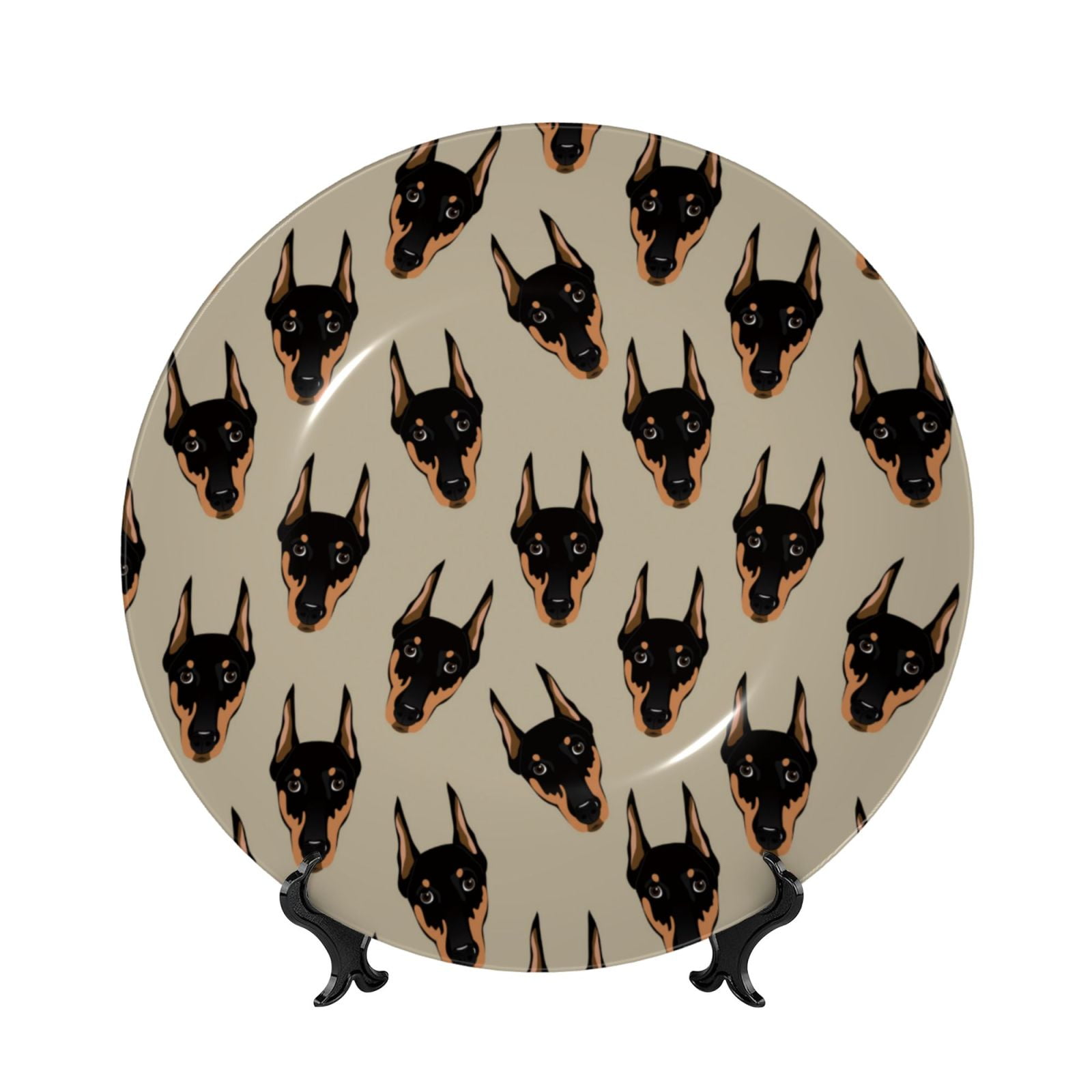 Balery Cute Black Dog Print Bone China Decorative Plate Ceramic Dinner ...