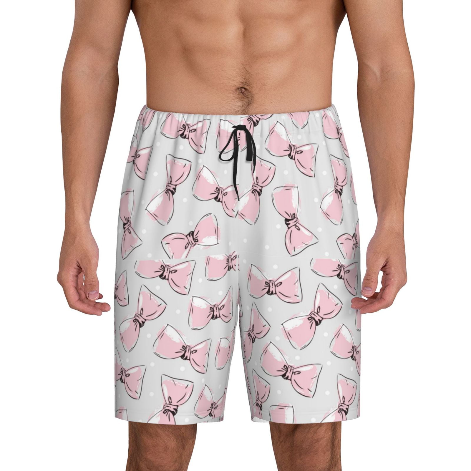 Balery Cute Bow Tie Men's Cotton Knit Pajama Shorts Waistband & Pockets ...
