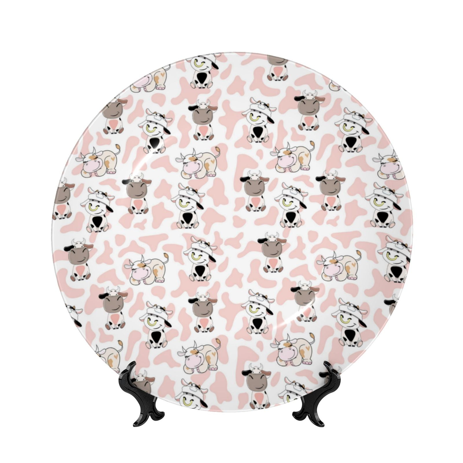 Balery Cute Cartoon Cows Print Bone China Decorative Plate Ceramic ...