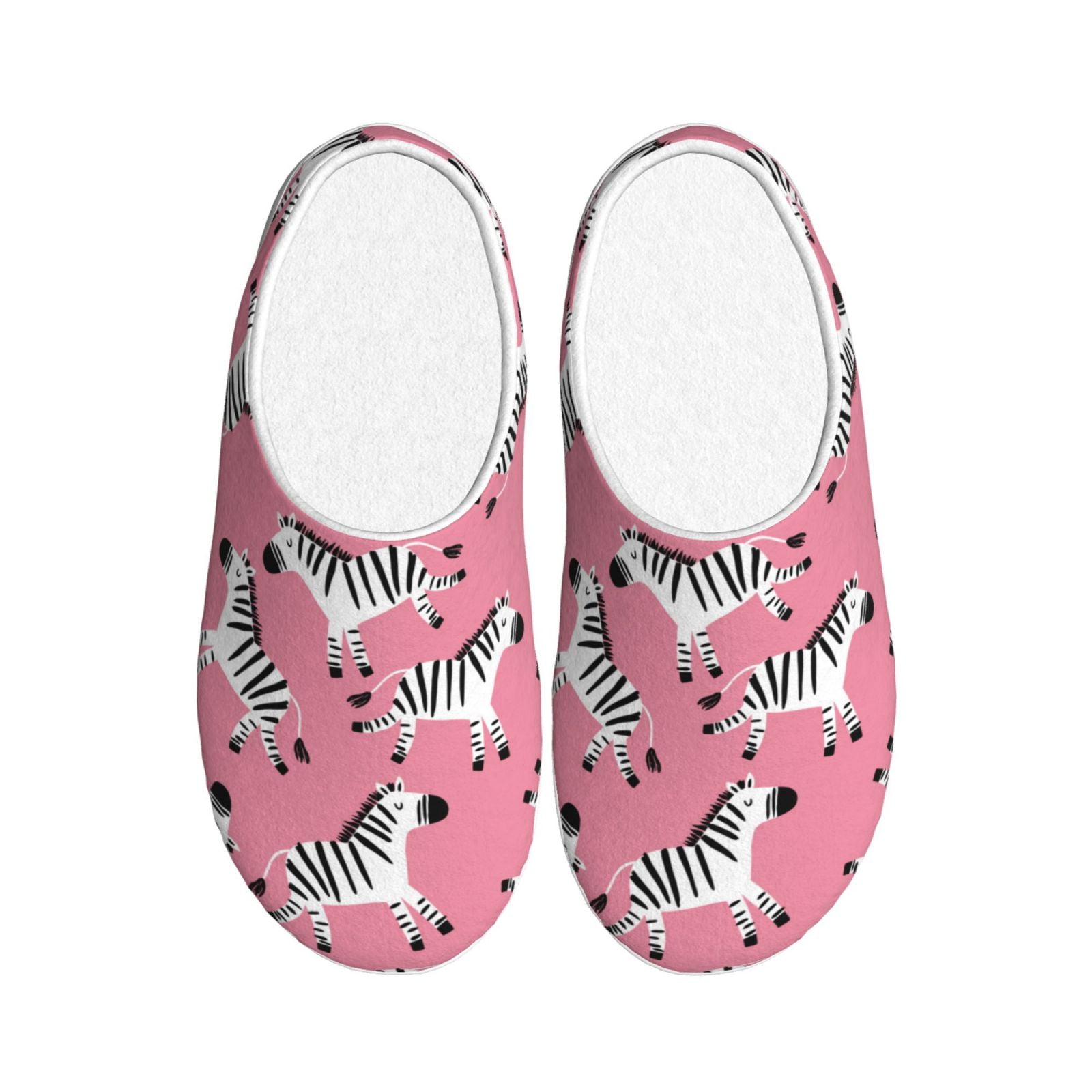 Balery Cute Cartoon Zebra Pattern Women's Fuzzy Memory Foam Slippers ...