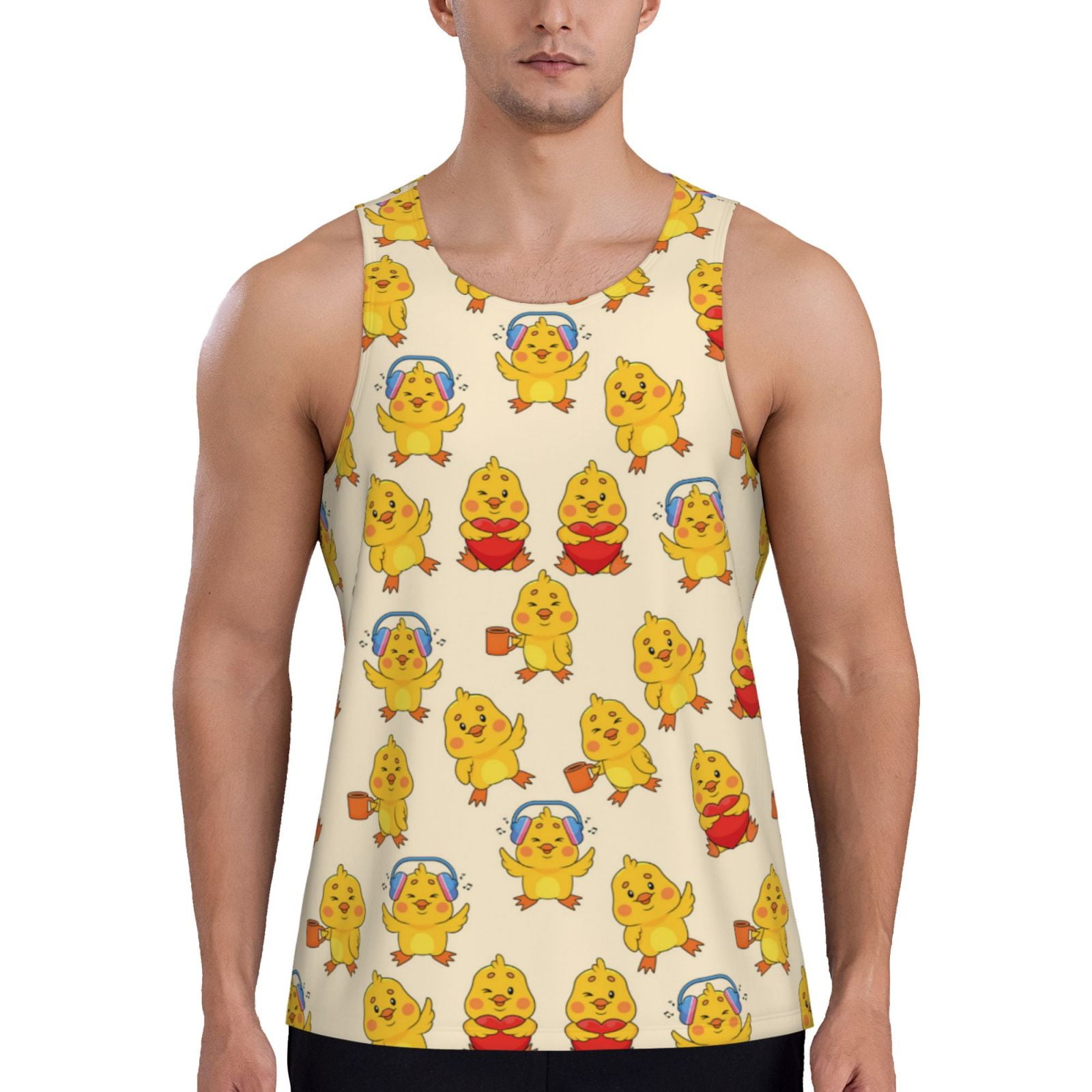 Balery Cute Chicken Pattern Men's Workout Tank Top Gym Muscle Tee ...