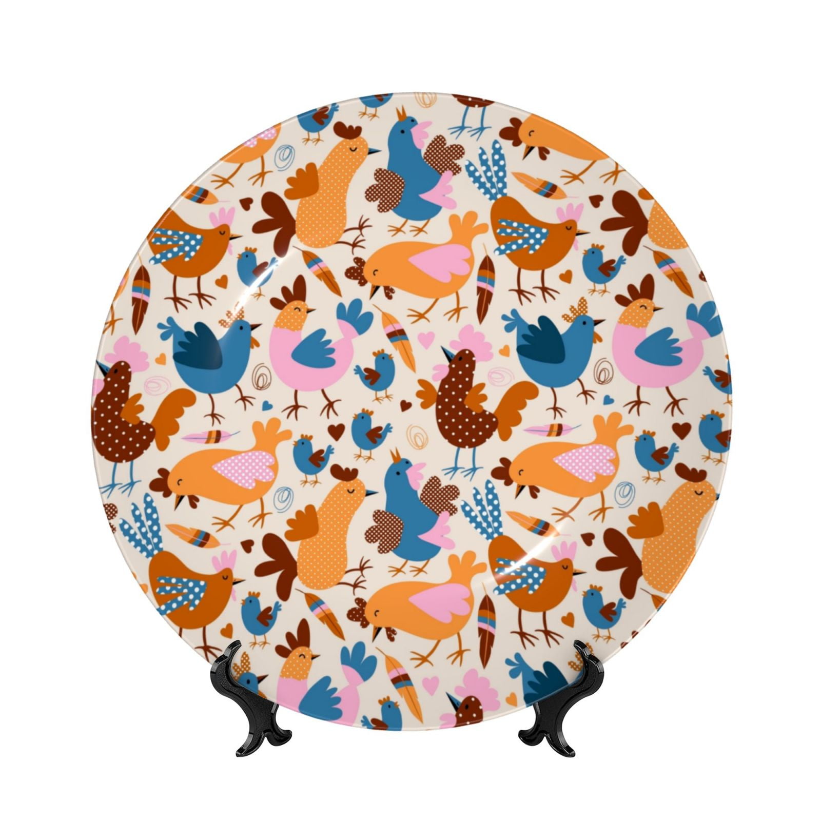 Balery Cute Chickens Print Bone China Decorative Plate Ceramic Dinner ...