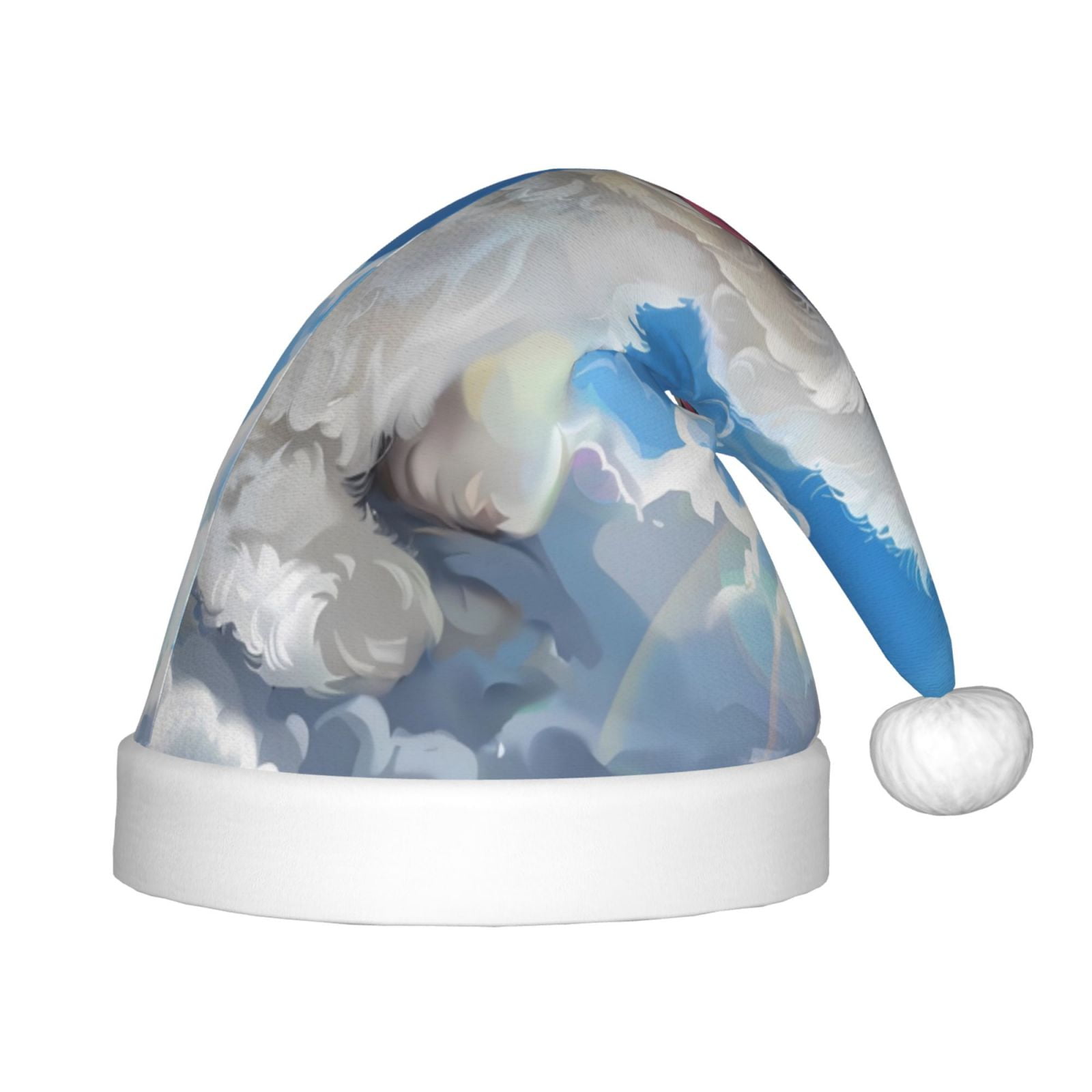Balery Cute Cloud Bichon Frise Pattern Santa Hat Christmas Hat Funny ...