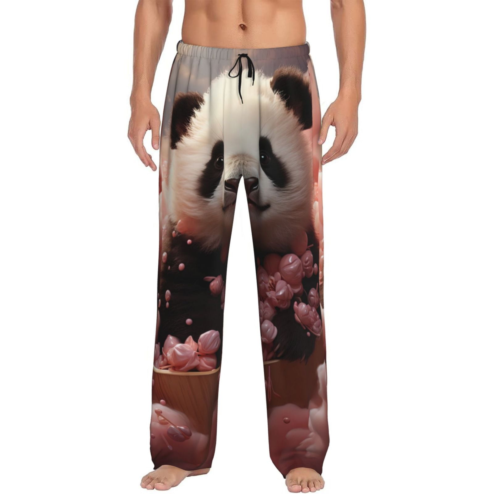Balery Cute Cloud Panda print Men's Pajama Pants,Ultra Lightweight Pjs ...