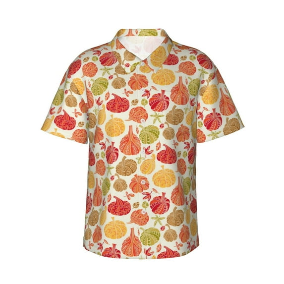 Balery Cute Colorful Pumpkins Print Men's Hawaiian Shirts Short Sleeve ...