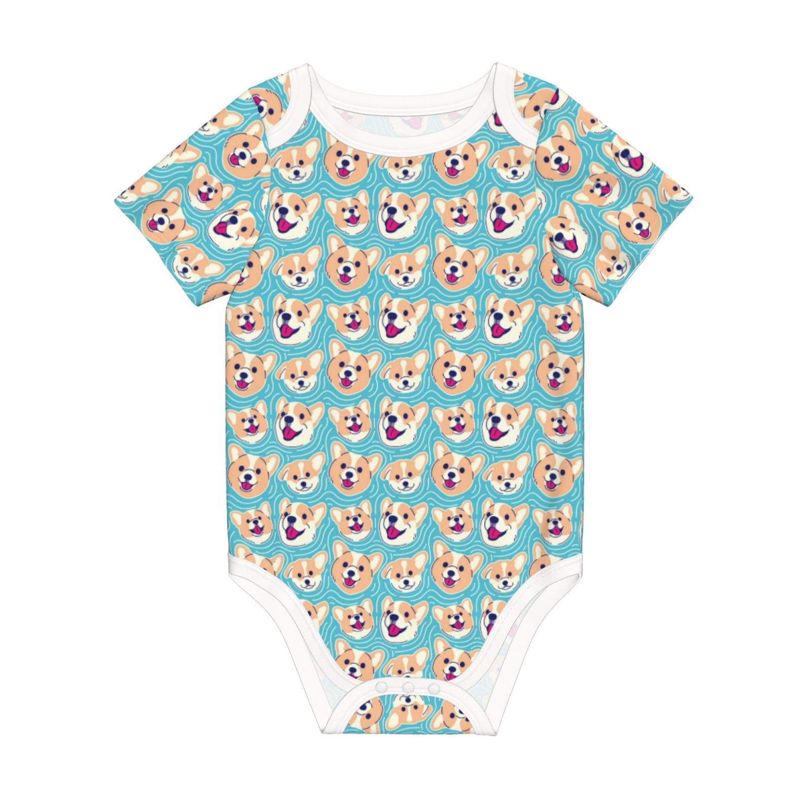 Balery Cute Corgi Head Pattern Baby Climbing Clothes Infant Bodysuit ...