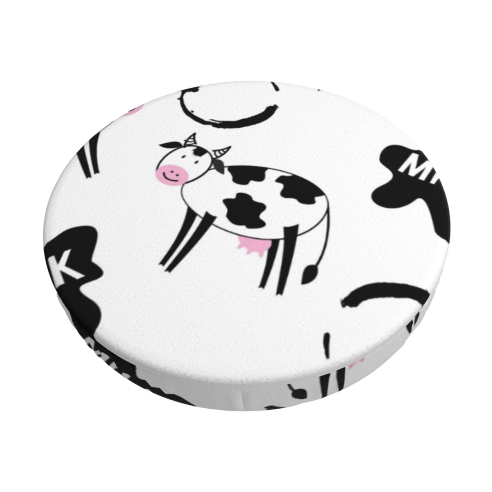 Balery Cute Cow And Milk Stains Velvet Round Bar Chair Cushion Cover ...