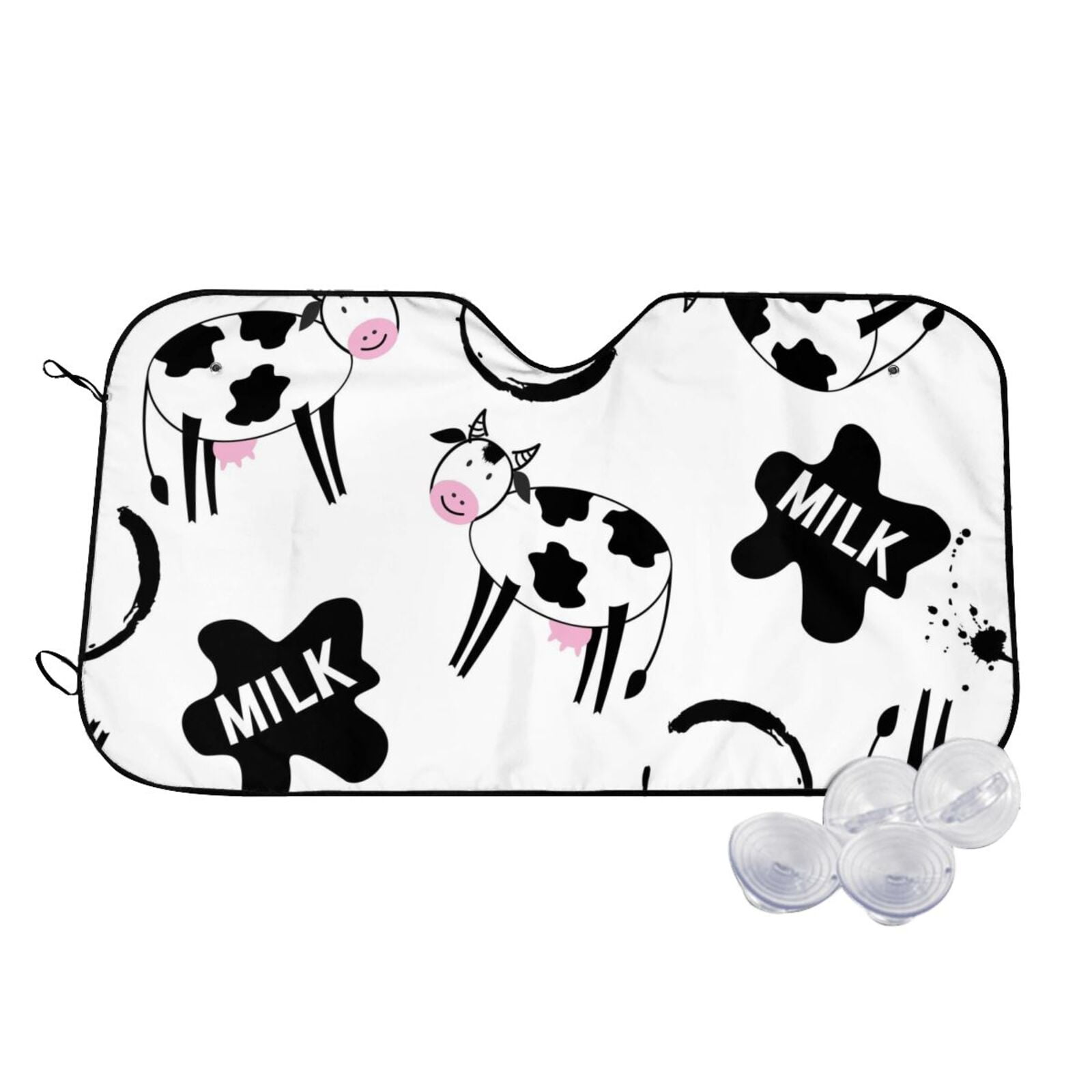 Balery Cute Cow And Milk Stains Windshield Sun Shade, Car Front Window ...