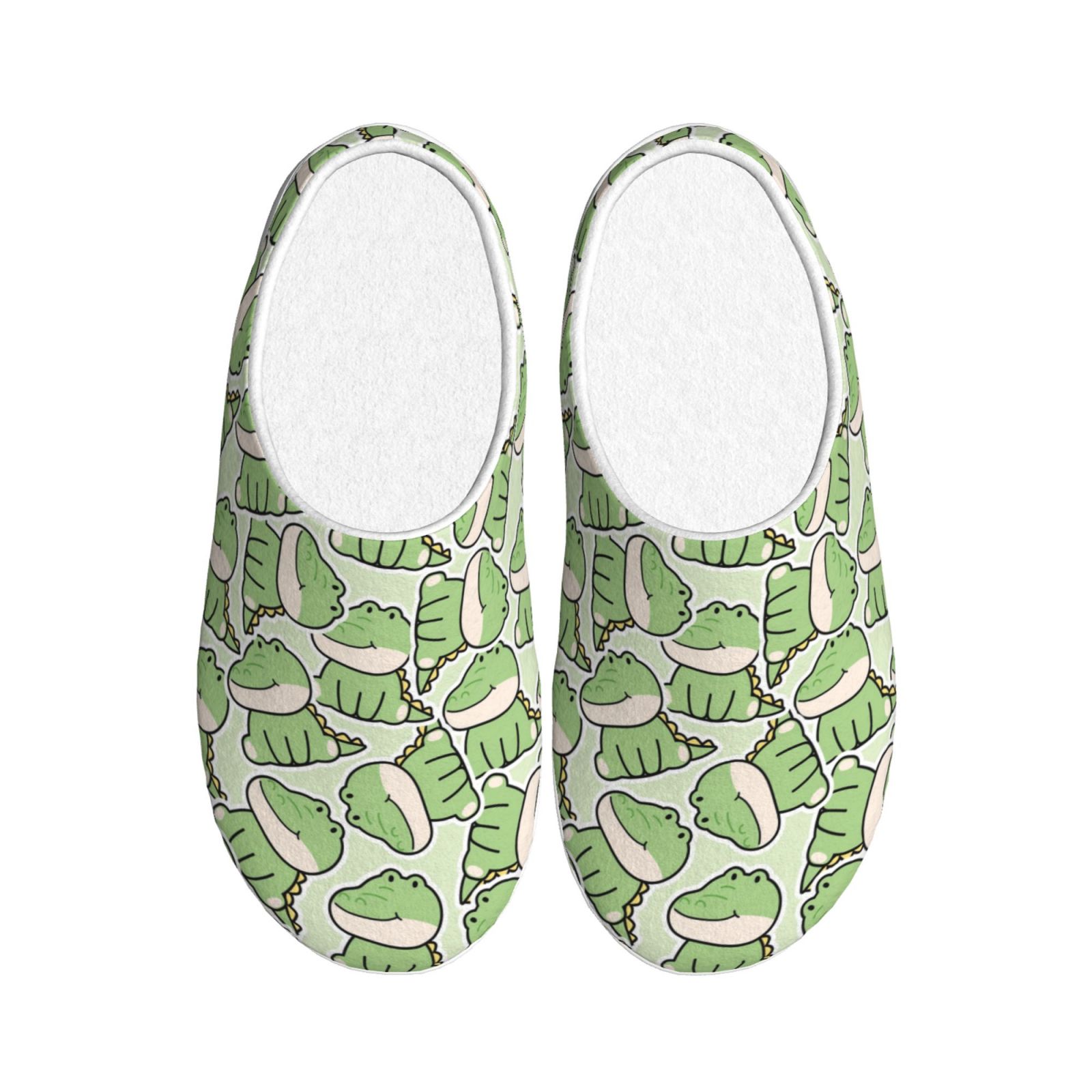 Balery Cute Crocodile Pattern Women's Fuzzy Memory Foam Slippers Fluffy ...