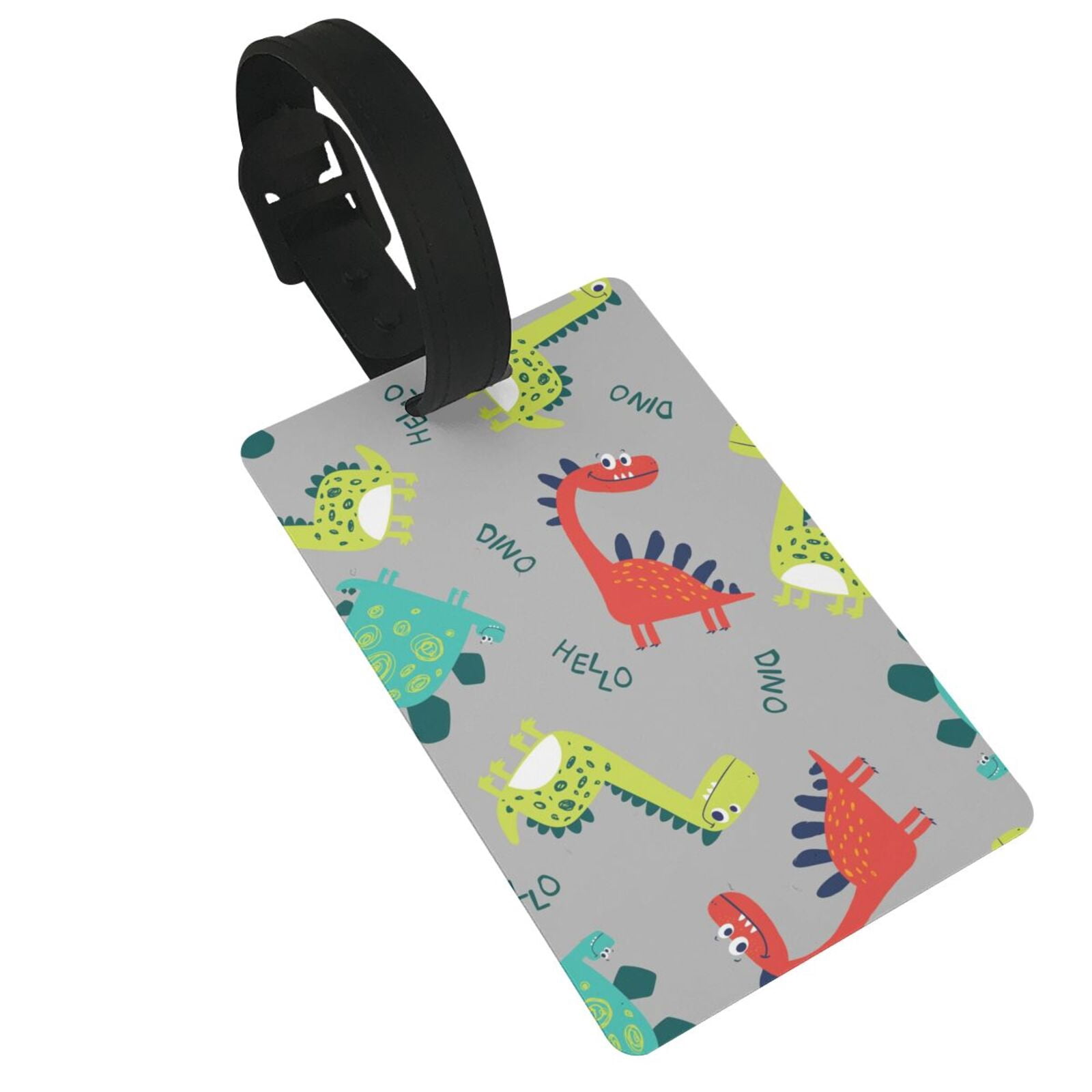 Balery Cute Dinosaur Print Durable Luggage Tags with Secure Strap ...