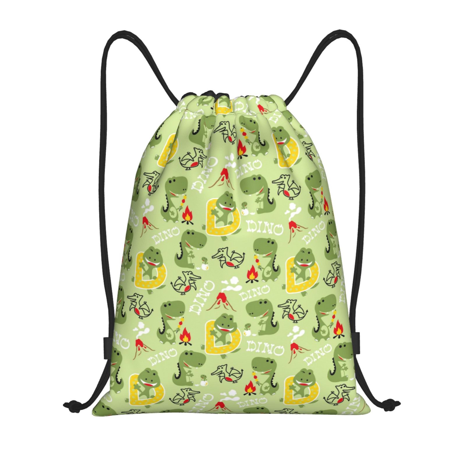 Balery Cute Dinosaurs Cartoon Pattern Drawstring Backpack Bag Sport Gym ...