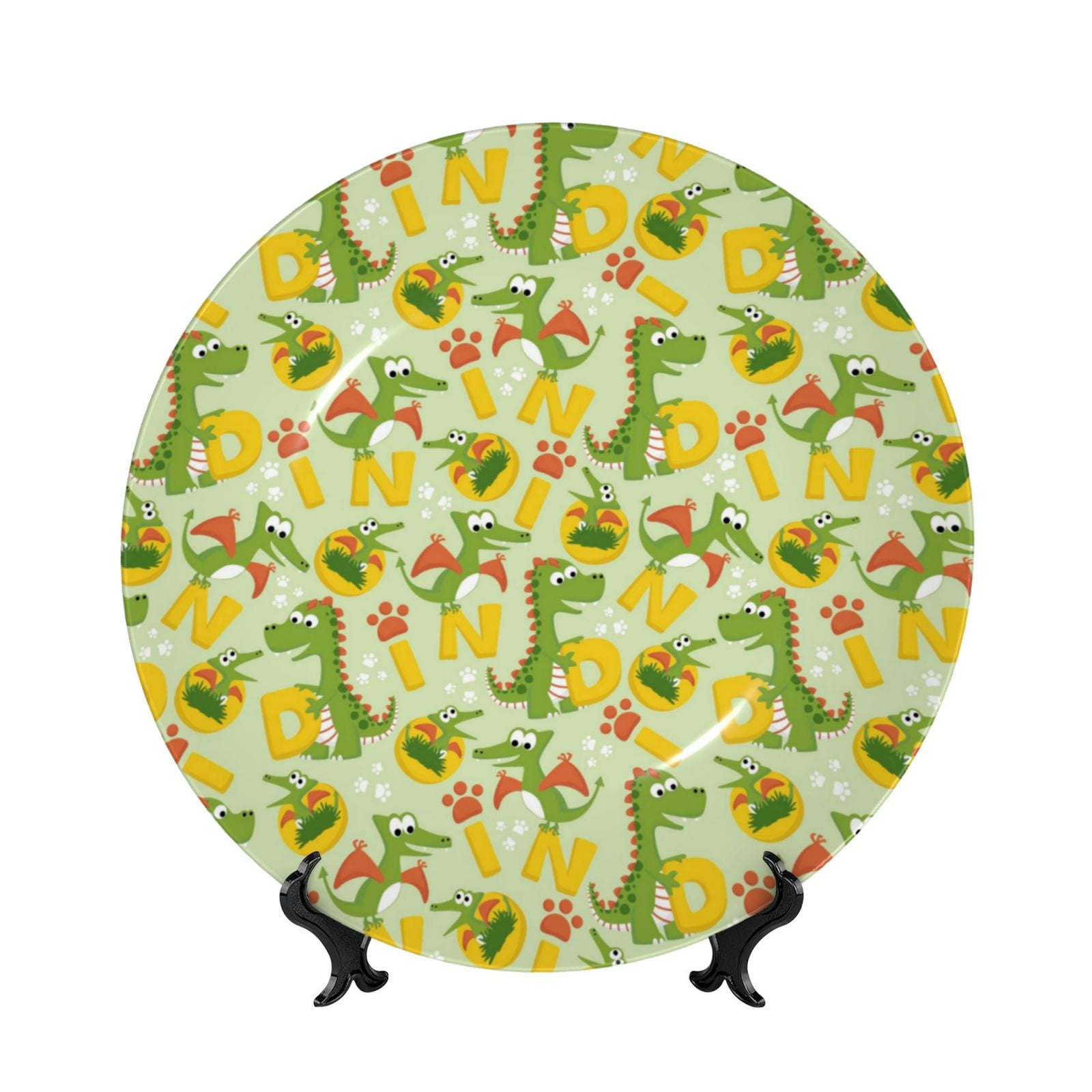 Balery Cute Dinosaurs Print Bone China Decorative Plate Ceramic Dinner ...