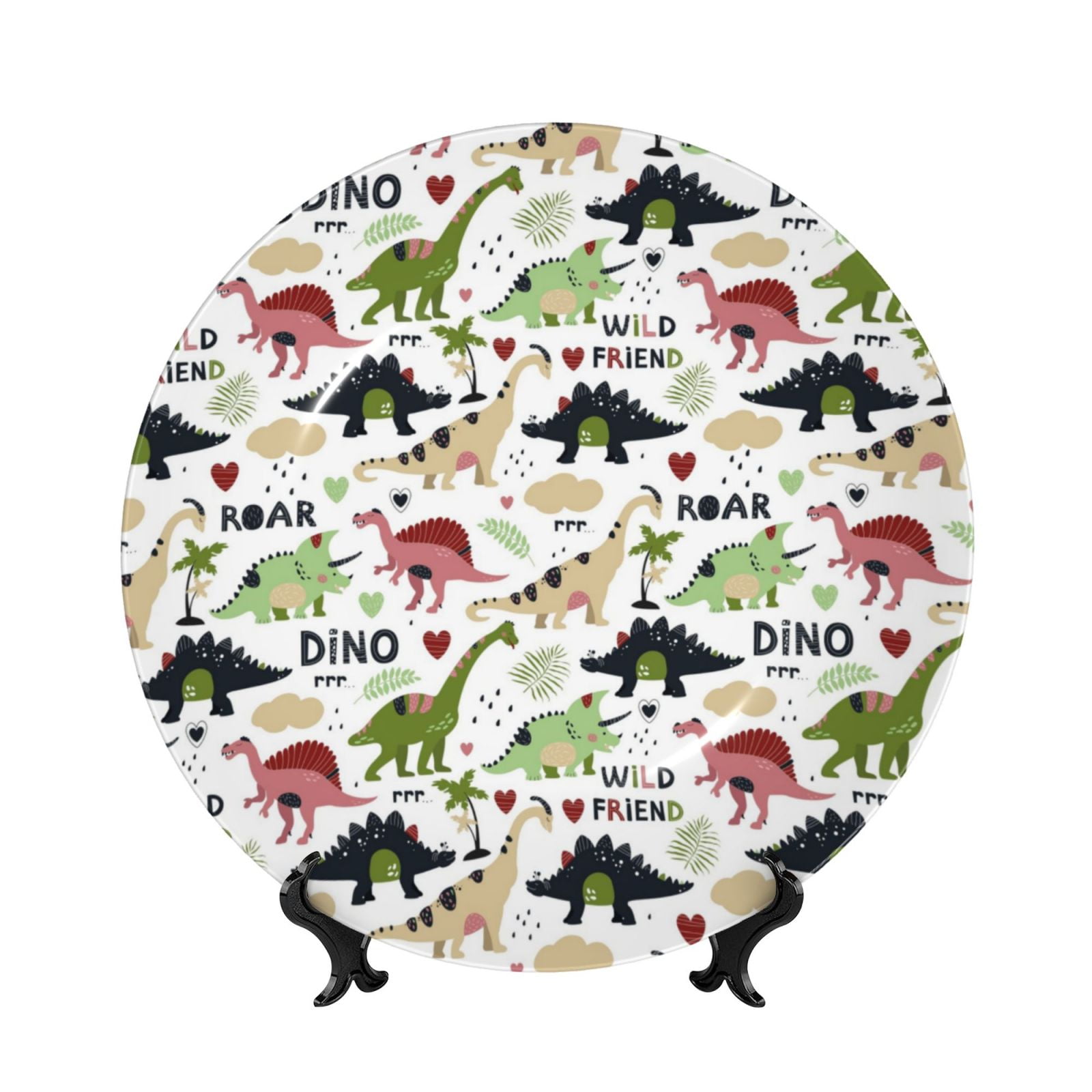 Balery Cute Dinosaurs Print Bone China Decorative Plate Ceramic Dinner ...