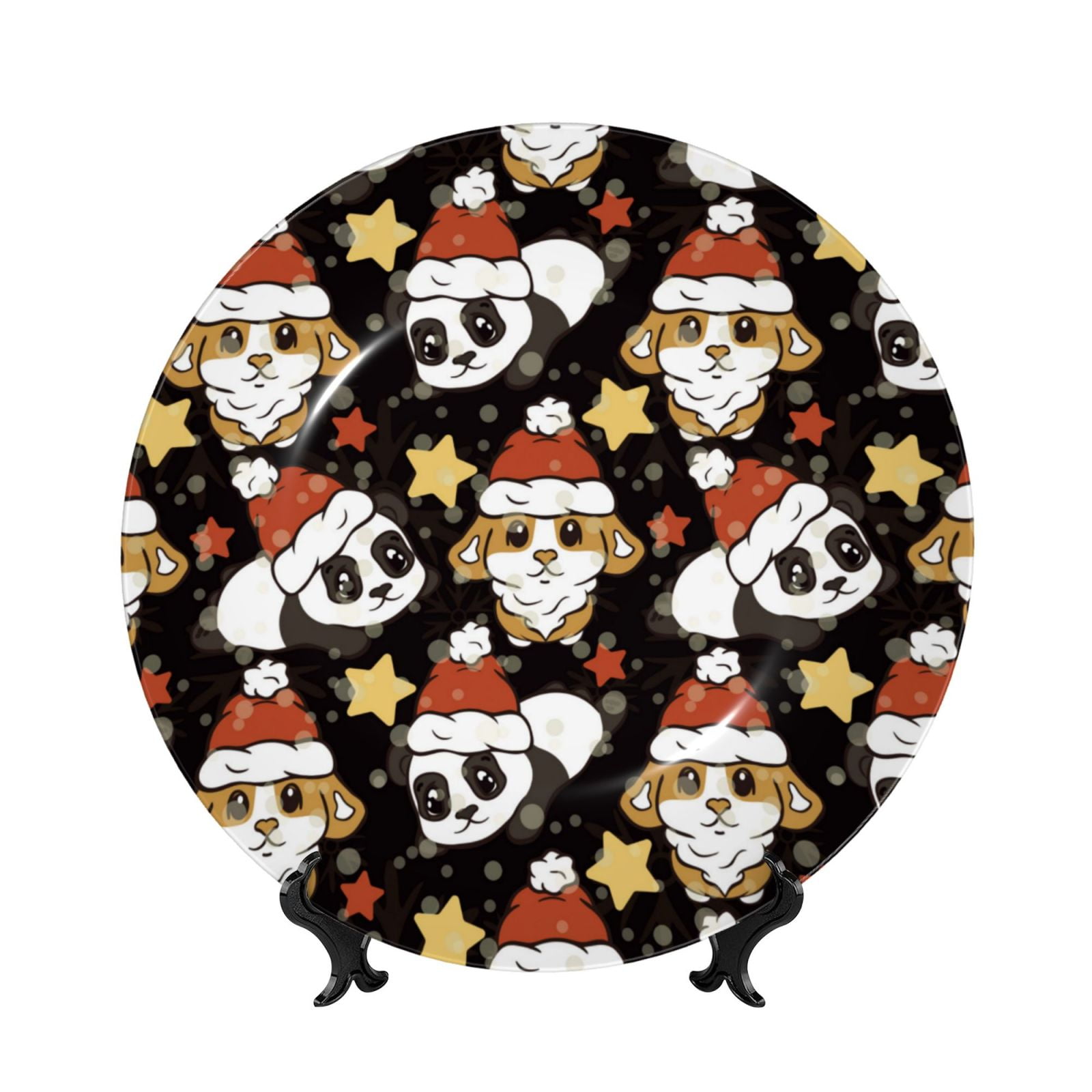 Balery Cute Dog Panda Print Bone China Decorative Plate Ceramic Dinner ...