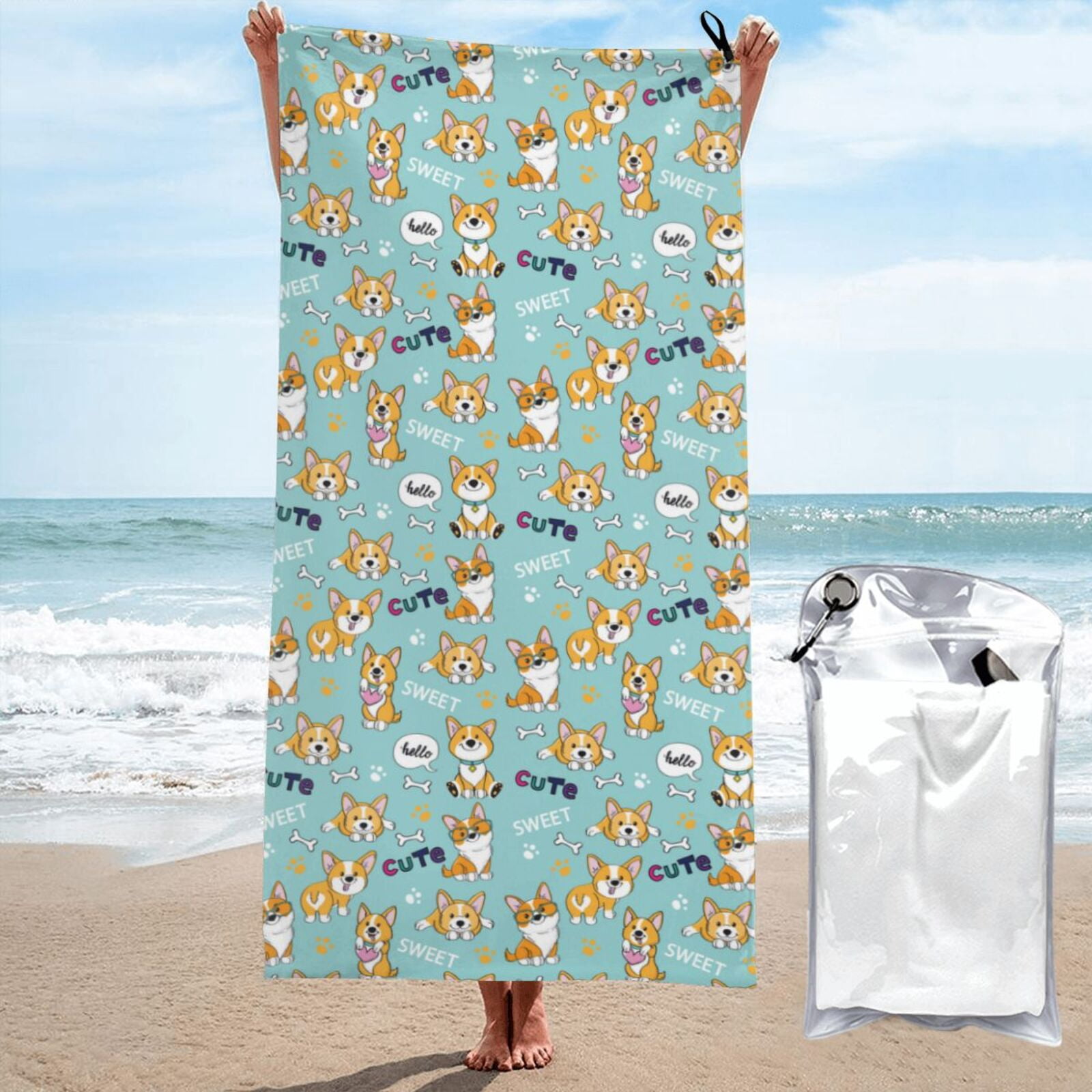 Balery Cute Dogs Corgi Print Towels - Luxurious Jumbo Bath Sheet ...