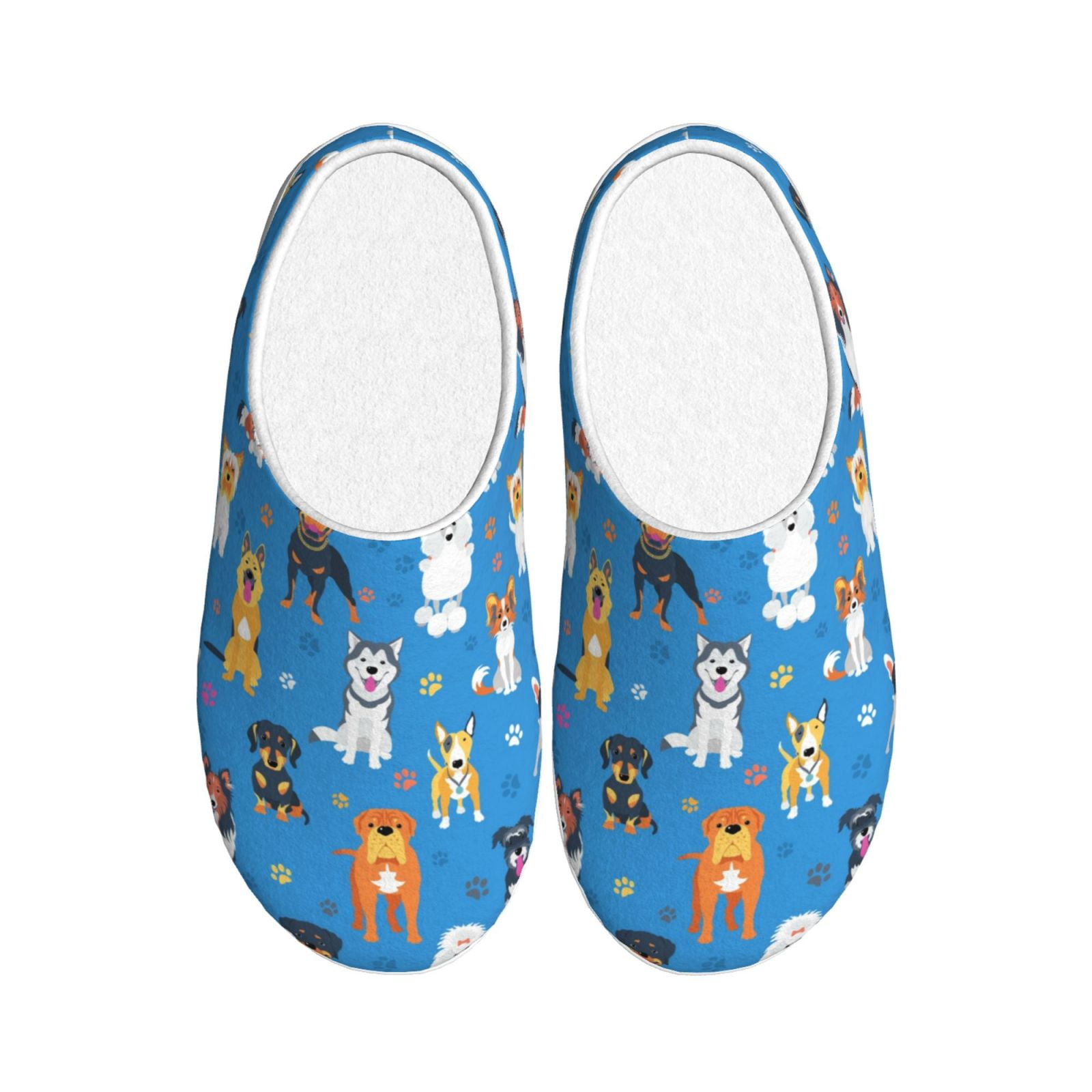 Balery Cute Dogs Pattern Women's Fuzzy Memory Foam Slippers Fluffy ...