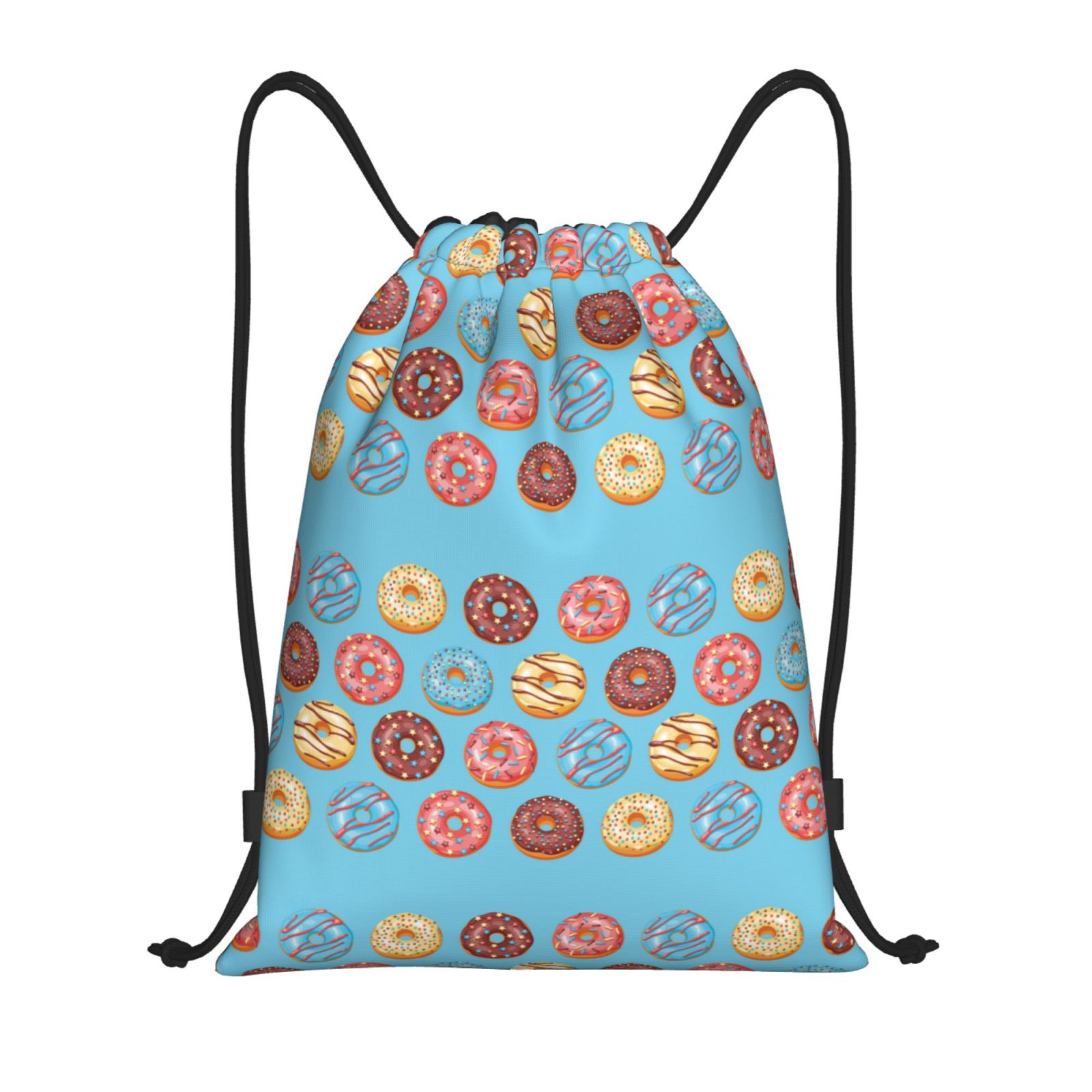 Balery Cute Donut Pattern Drawstring Backpack Bag Sport Gym Sackpack ...