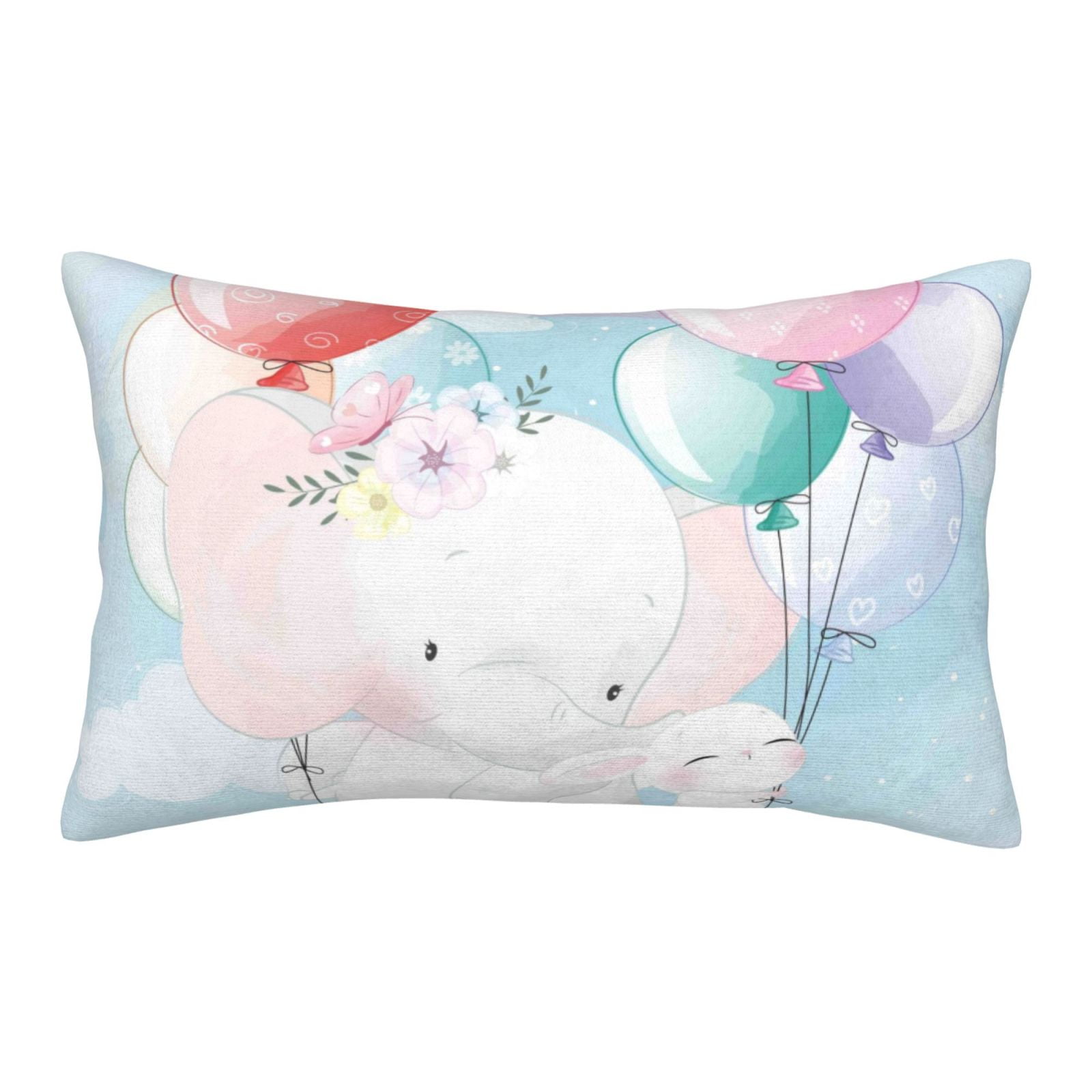 Balery Cute Elephant Bunny Flying With Balloon Pillow Covers,Bed ...