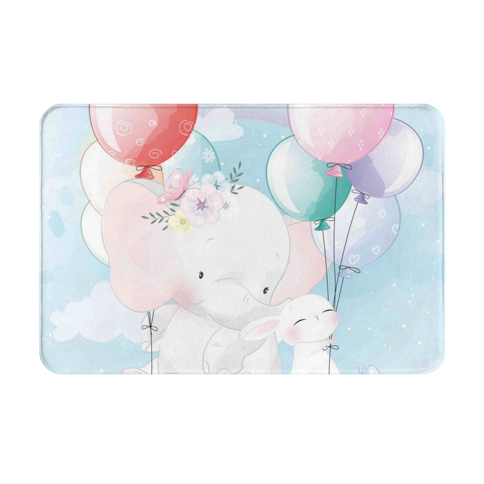 Balery Cute Elephant Doormat, Durable Flannel Fabric, Waterproof Stain ...