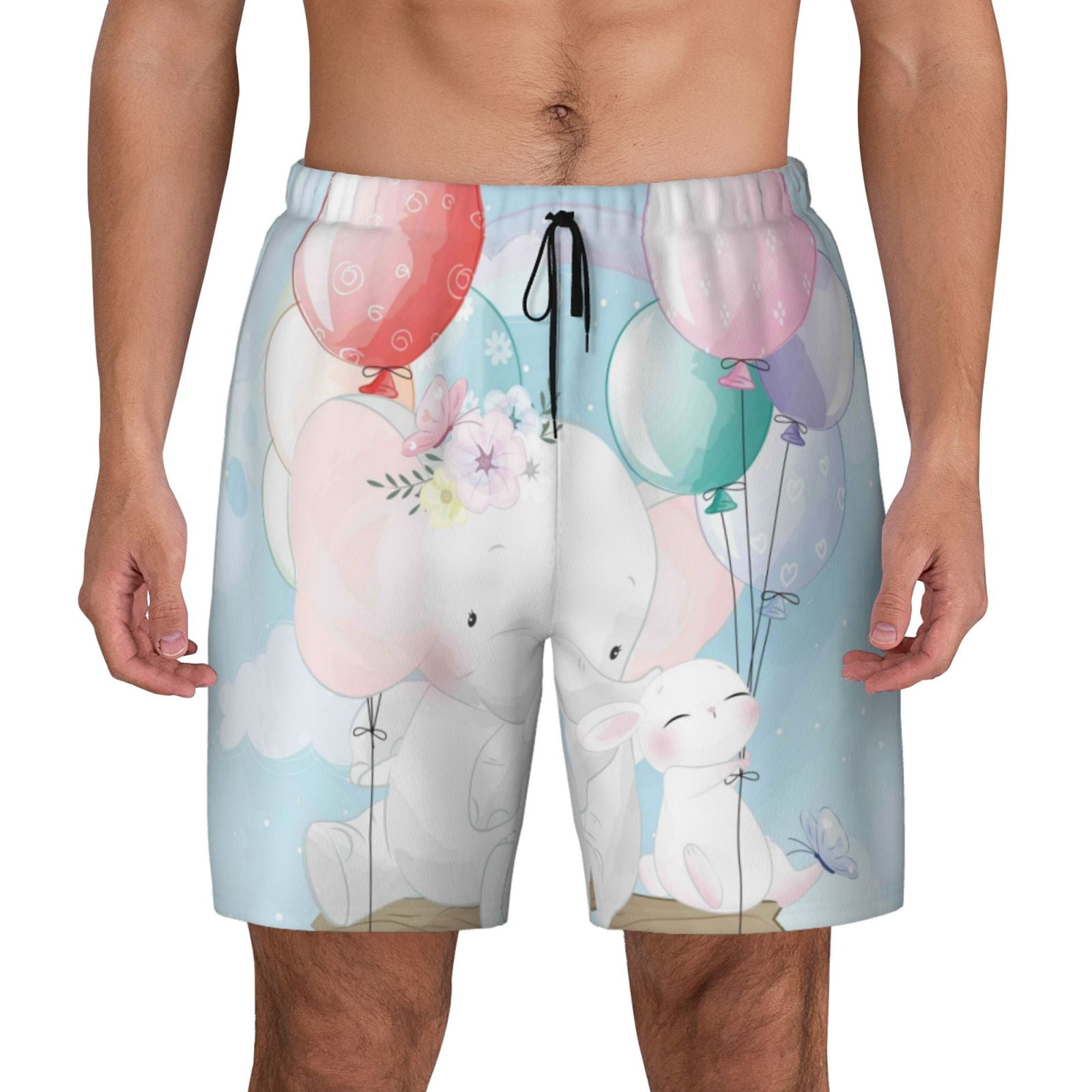Balery Cute Elephant Mens Swim Trunks Swim Shorts for Men Quick Dry ...