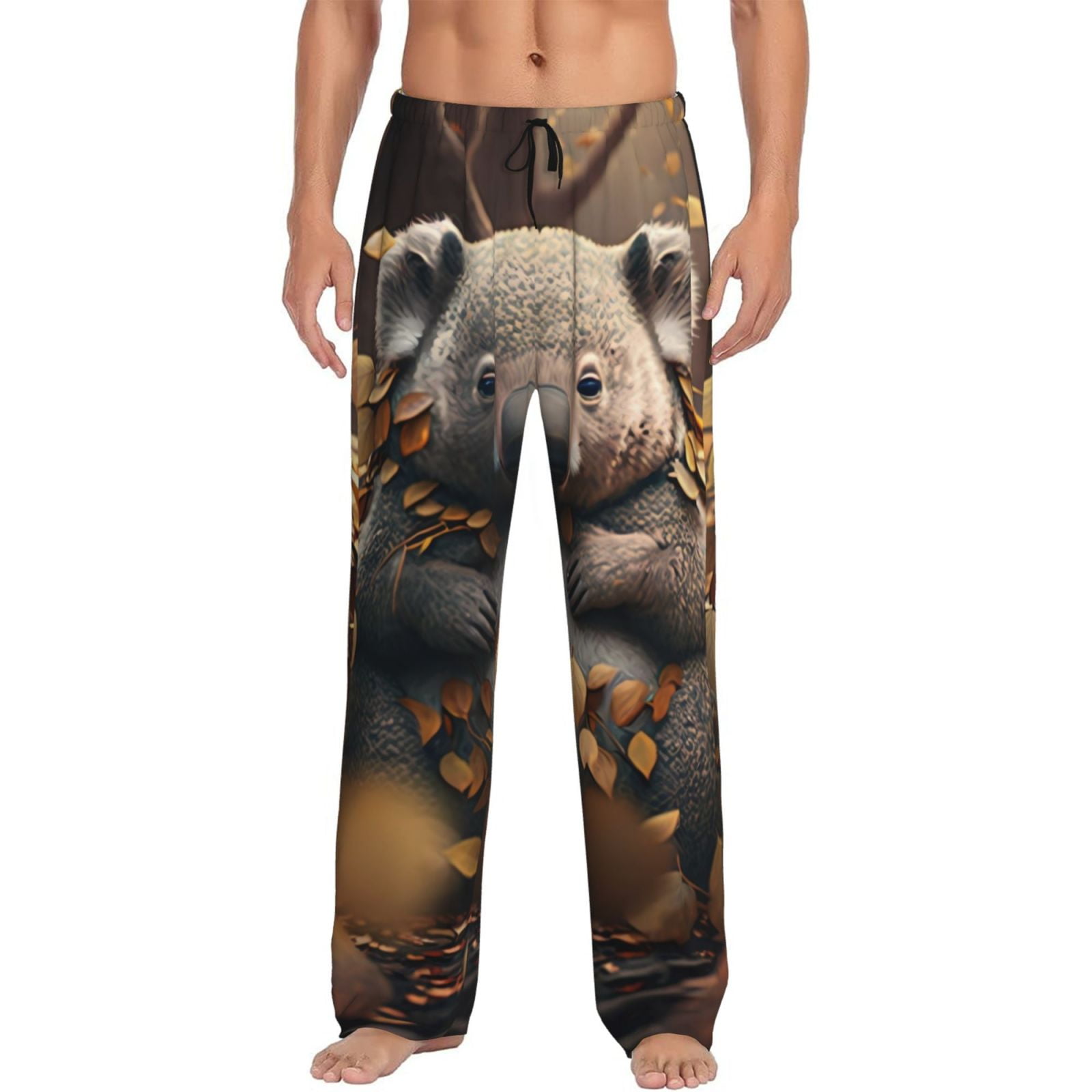 Balery Cute Fallen Leaf Koala print Men's Pajama Pants,Ultra ...