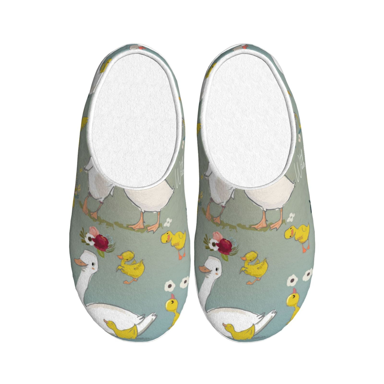Balery Cute Farm Birds Pattern Women's Fuzzy Memory Foam Slippers ...