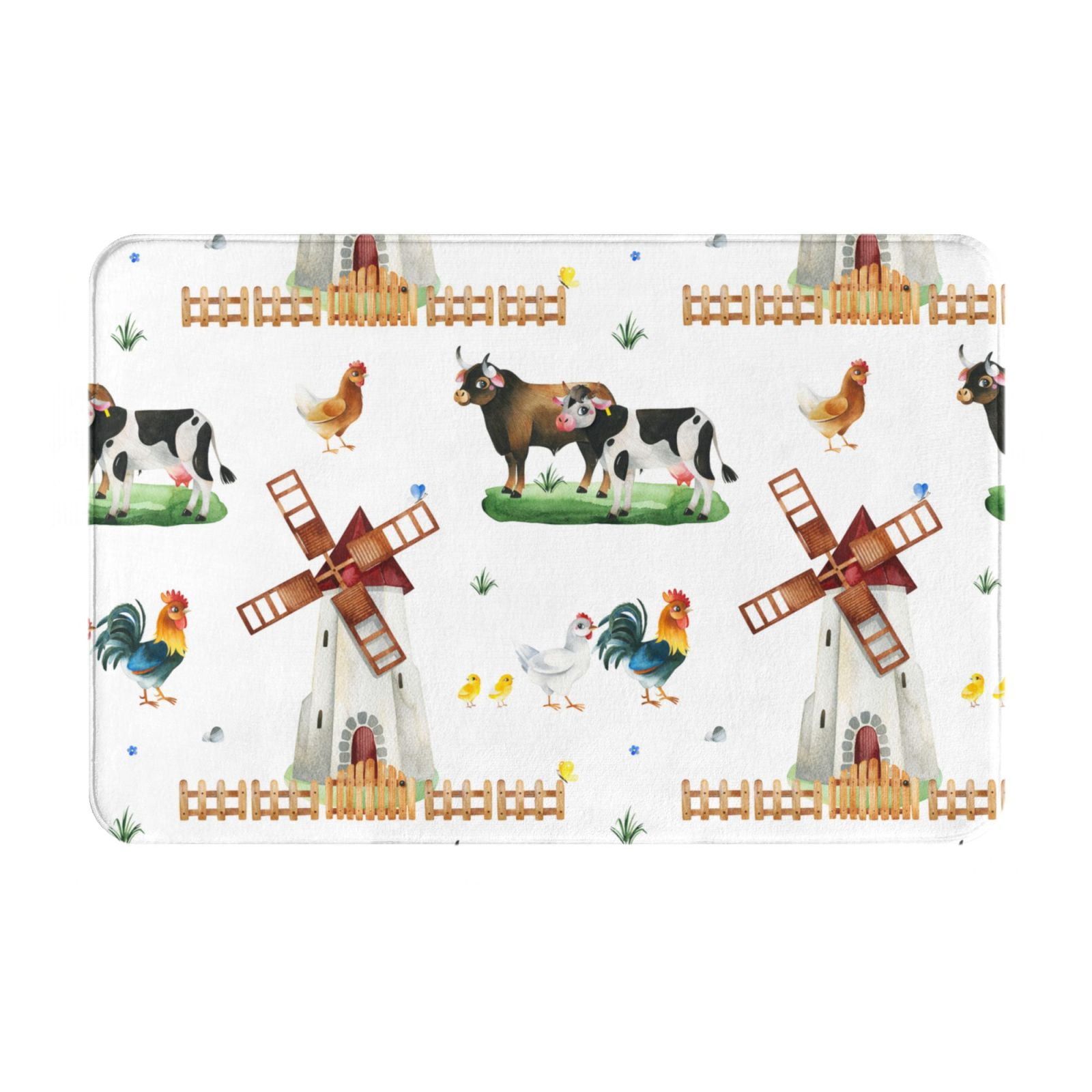 Balery Cute Farm Doormat, Durable Flannel Fabric, Waterproof Stain and ...