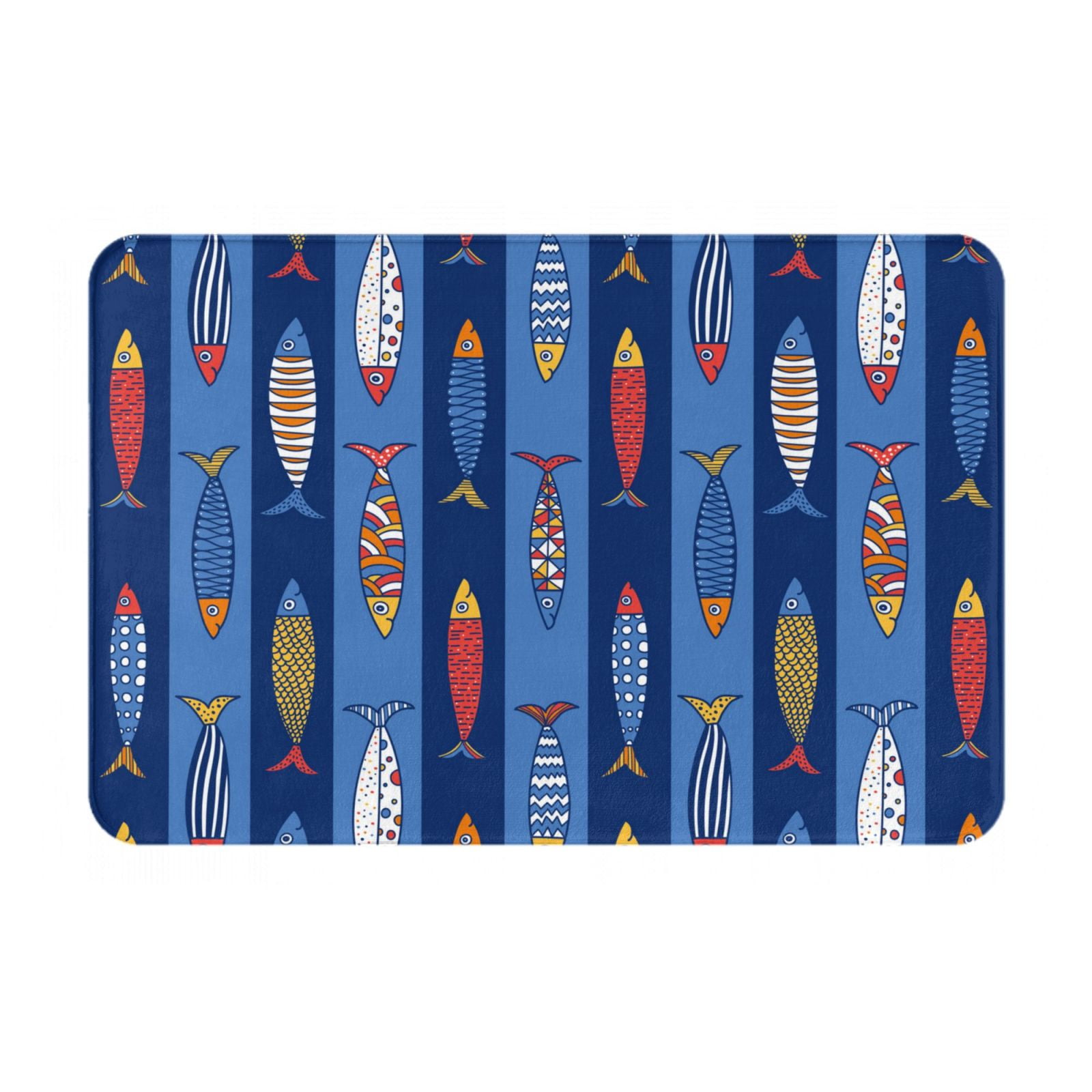 Balery Cute Fish Doormat, Durable Flannel Fabric, Waterproof Stain and ...