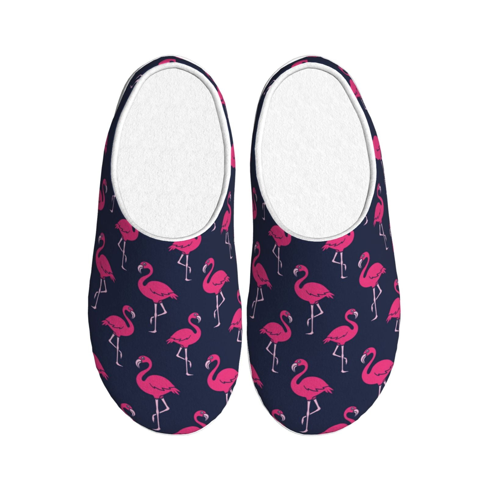 Balery Cute Flamingo Pattern Women's Fuzzy Memory Foam Slippers Fluffy ...