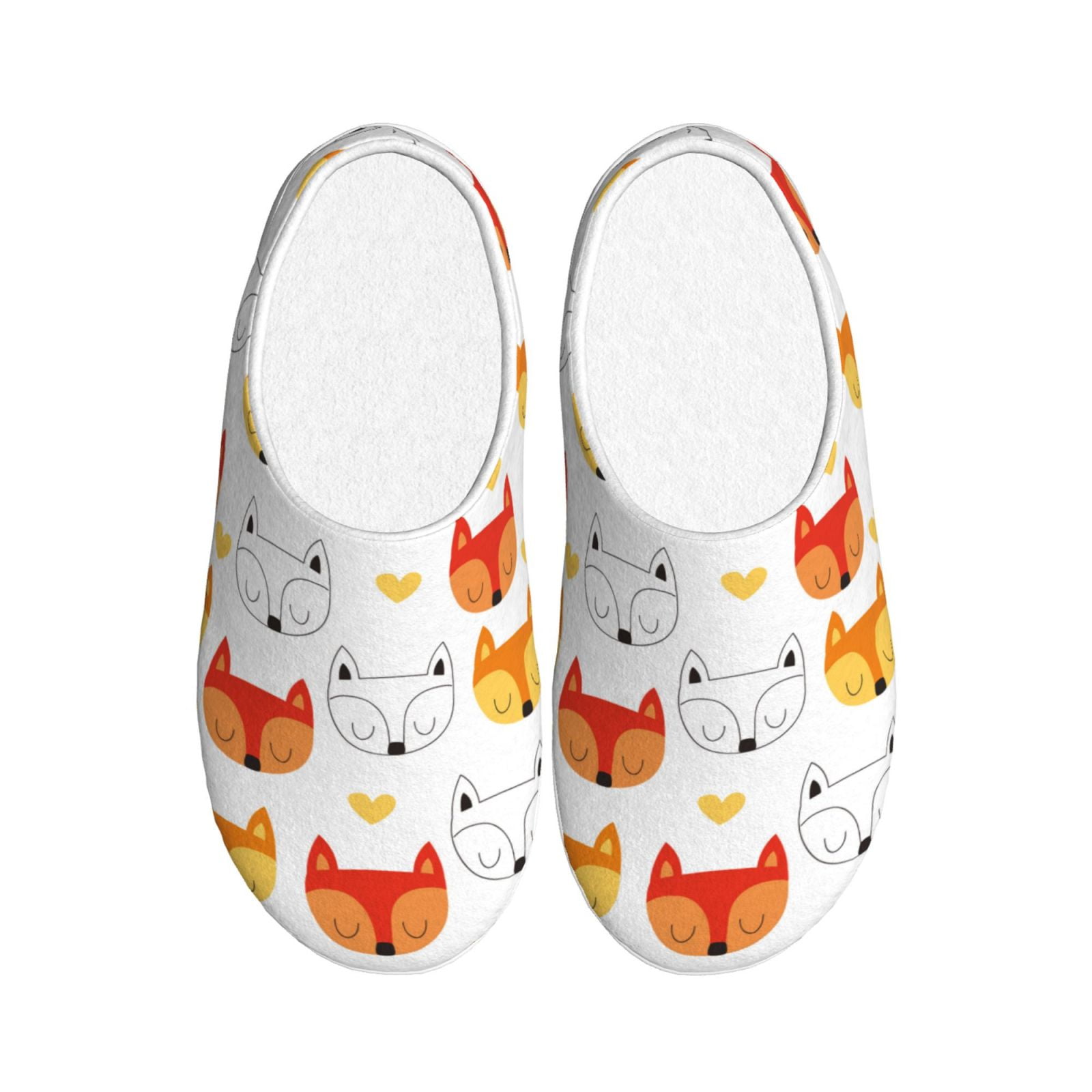 Balery Cute Fox with Heart Pattern Women's Fuzzy Memory Foam Slippers ...