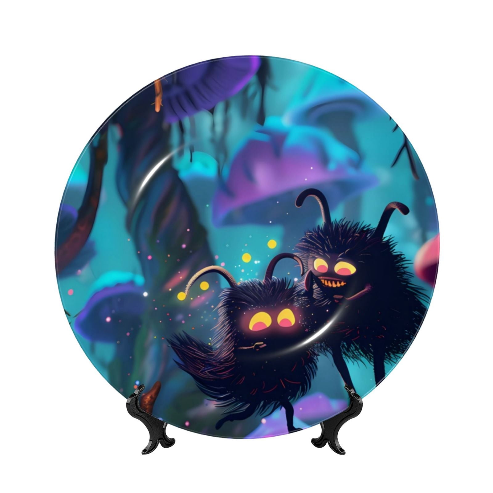 Balery Cute Fuzzy Fantasy Creatures Print Bone China Decorative Plate ...