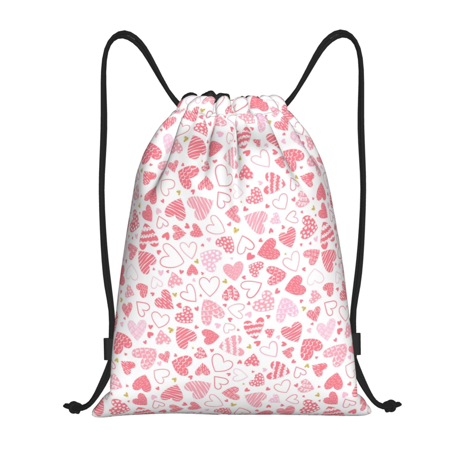 Balery Cute Hand Drawn Hearts Pattern Drawstring Backpack Bag Sport Gym ...