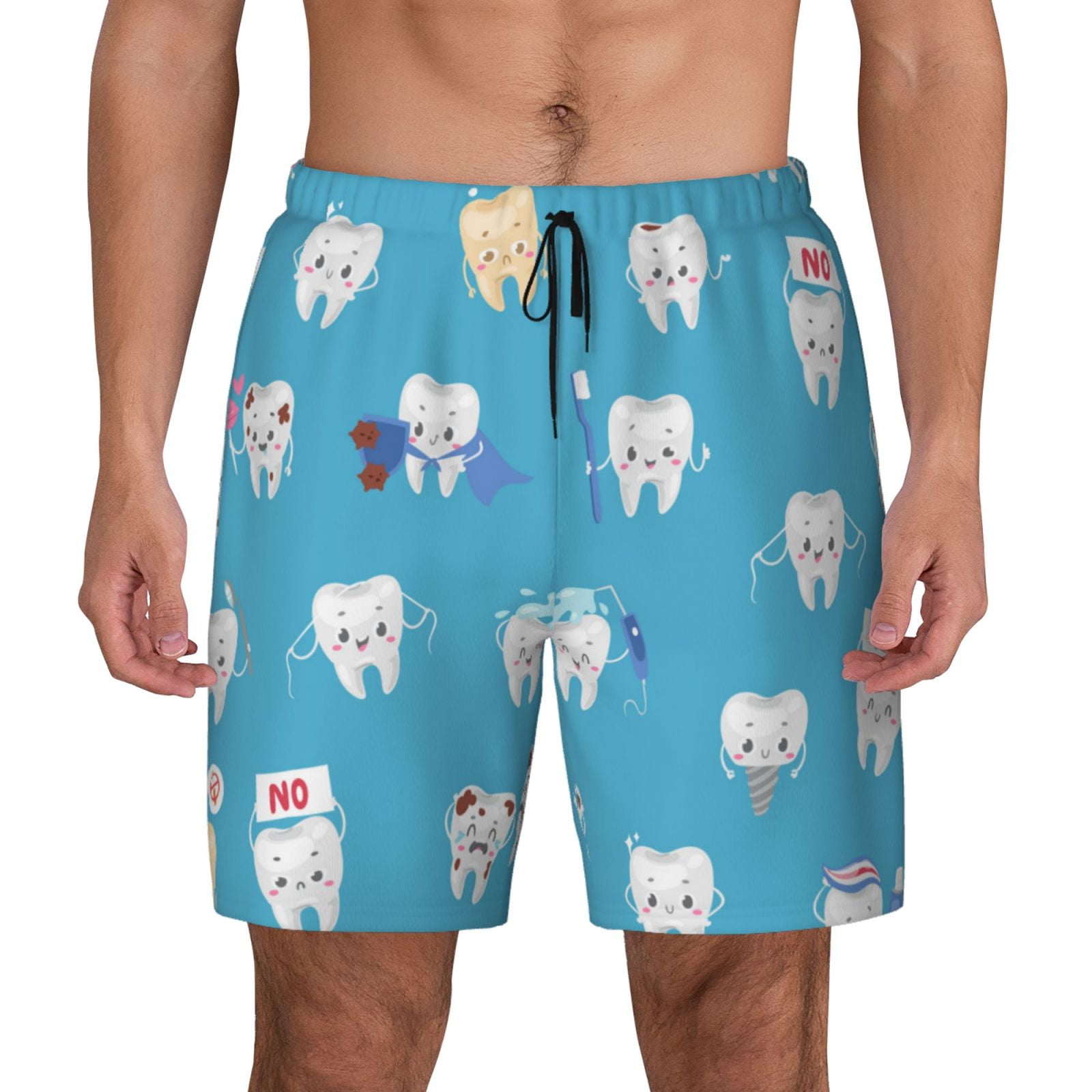 Balery Cute Healthy Teeth Mens Swim Trunks Swim Shorts for Men Quick ...