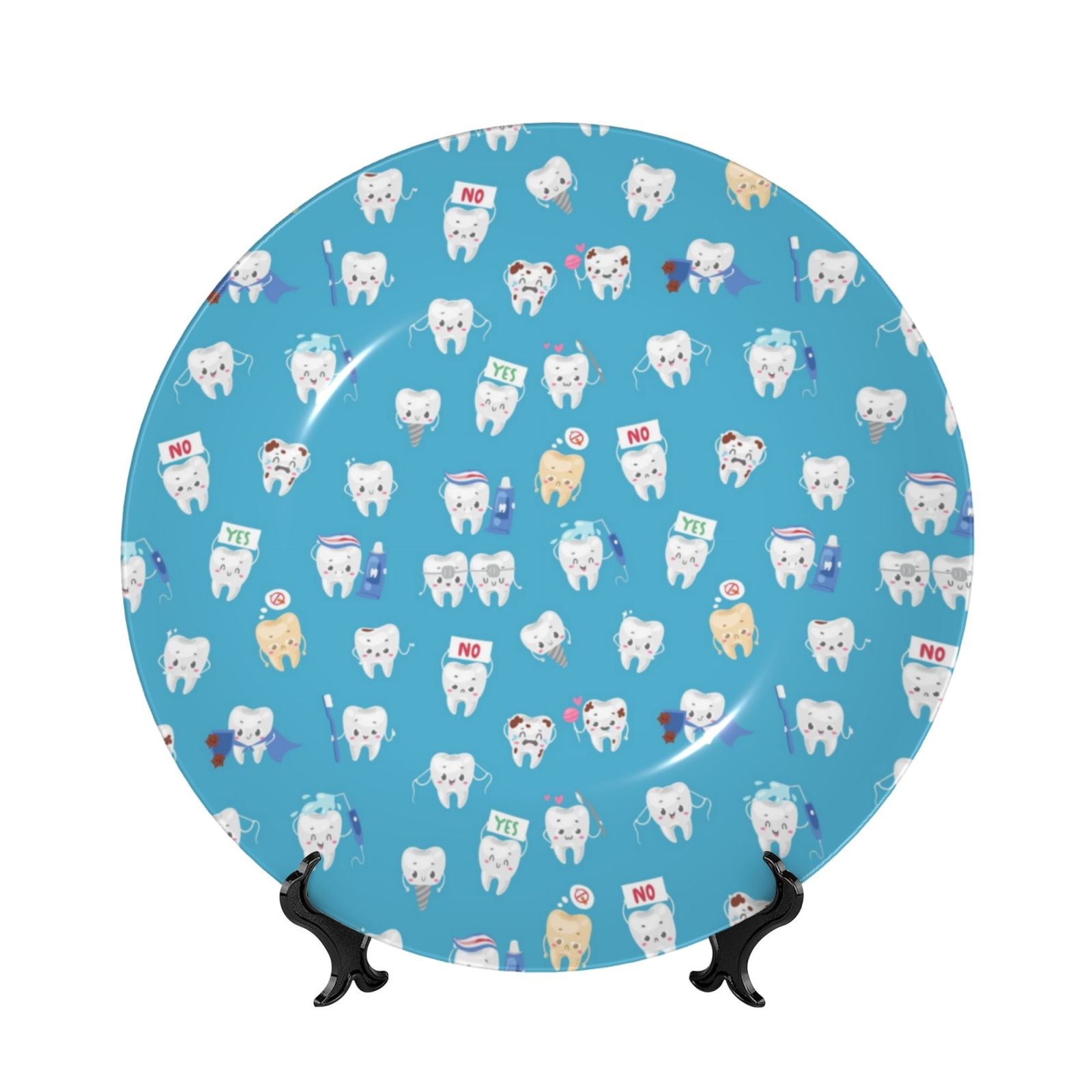 Balery Cute Healthy Teeth Print Bone China Decorative Plate Ceramic ...