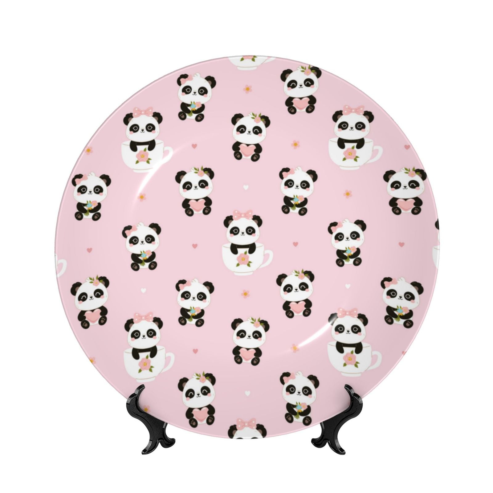 Balery Cute Kawaii Panda Print Bone China Decorative Plate Ceramic ...