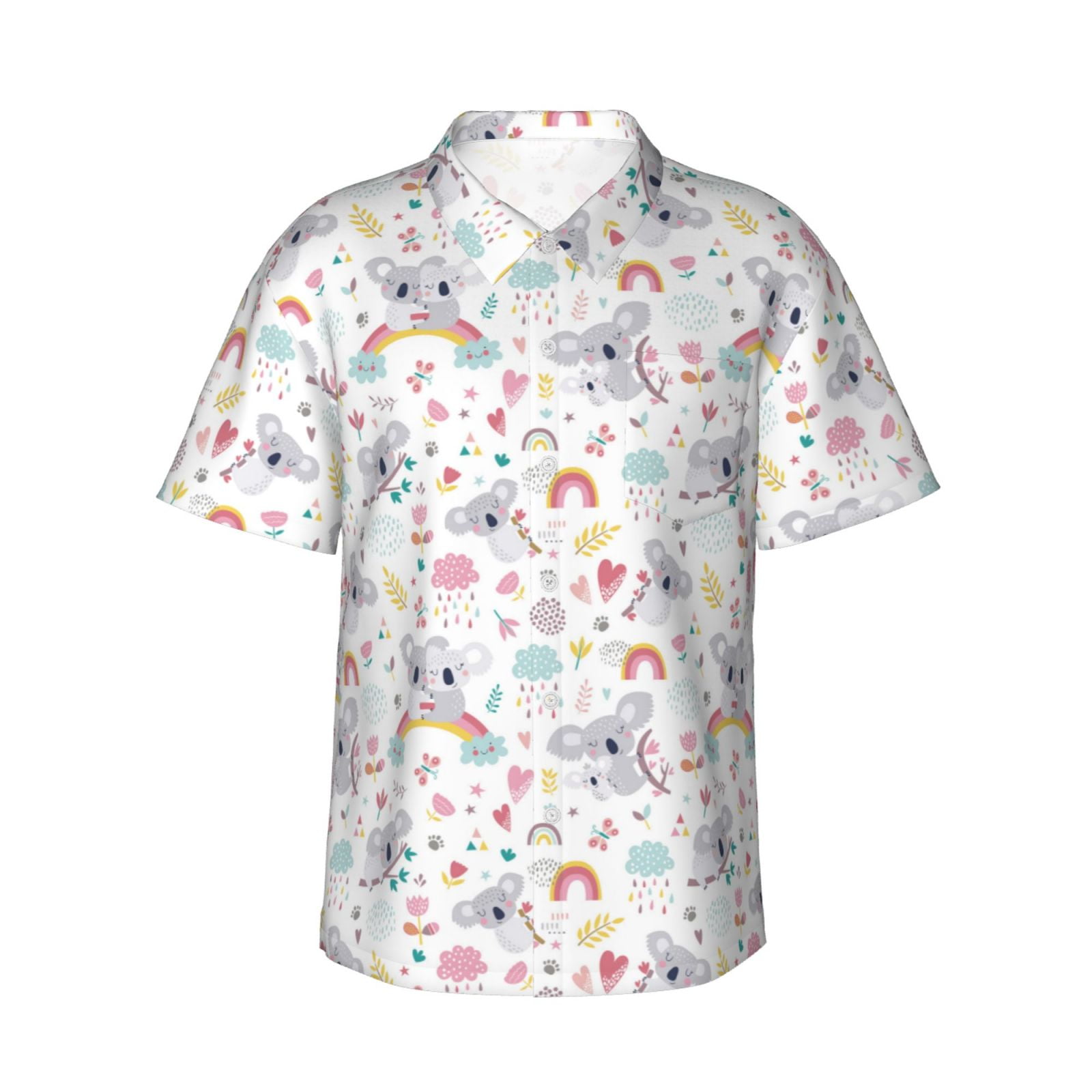 Balery Cute Koala Print Men's Hawaiian Shirts Short Sleeve Beach Shirt ...