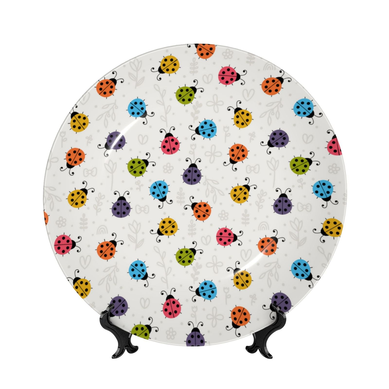 Balery Cute Ladybugs Print Bone China Decorative Plate Ceramic Dinner ...