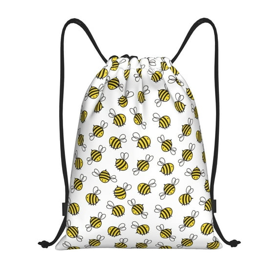 Balery Cute Little Bee Pattern Drawstring Backpack Bag Sport Gym ...