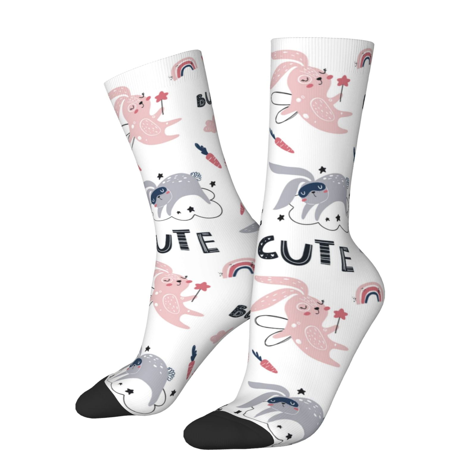 Balery Cute Magic Bunny Pattern Crew Socks Unisex– Soft & Breathable ...