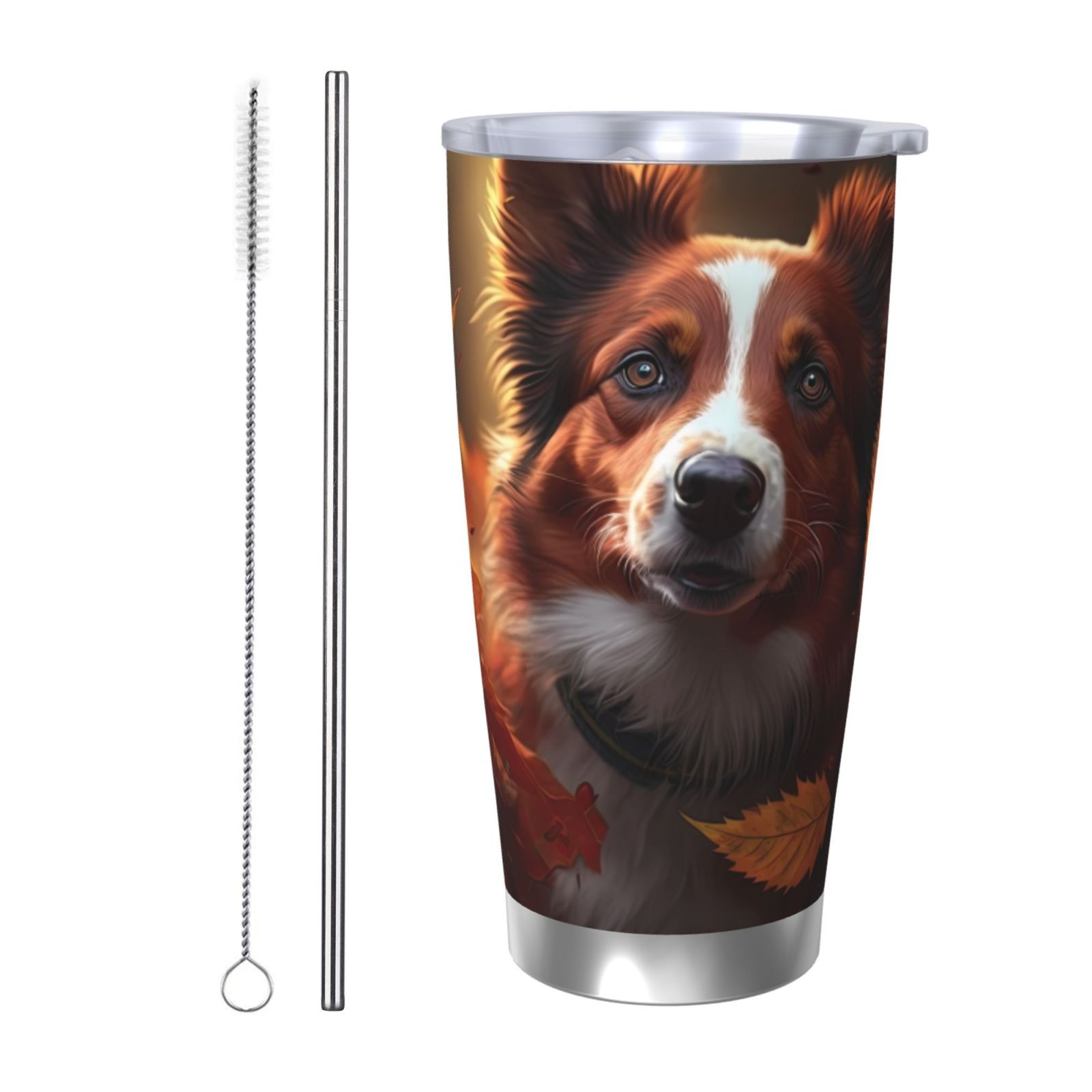 Balery Cute Maple Leaf Puppy Pattern 20oz Insulated Car Cup with Dual ...