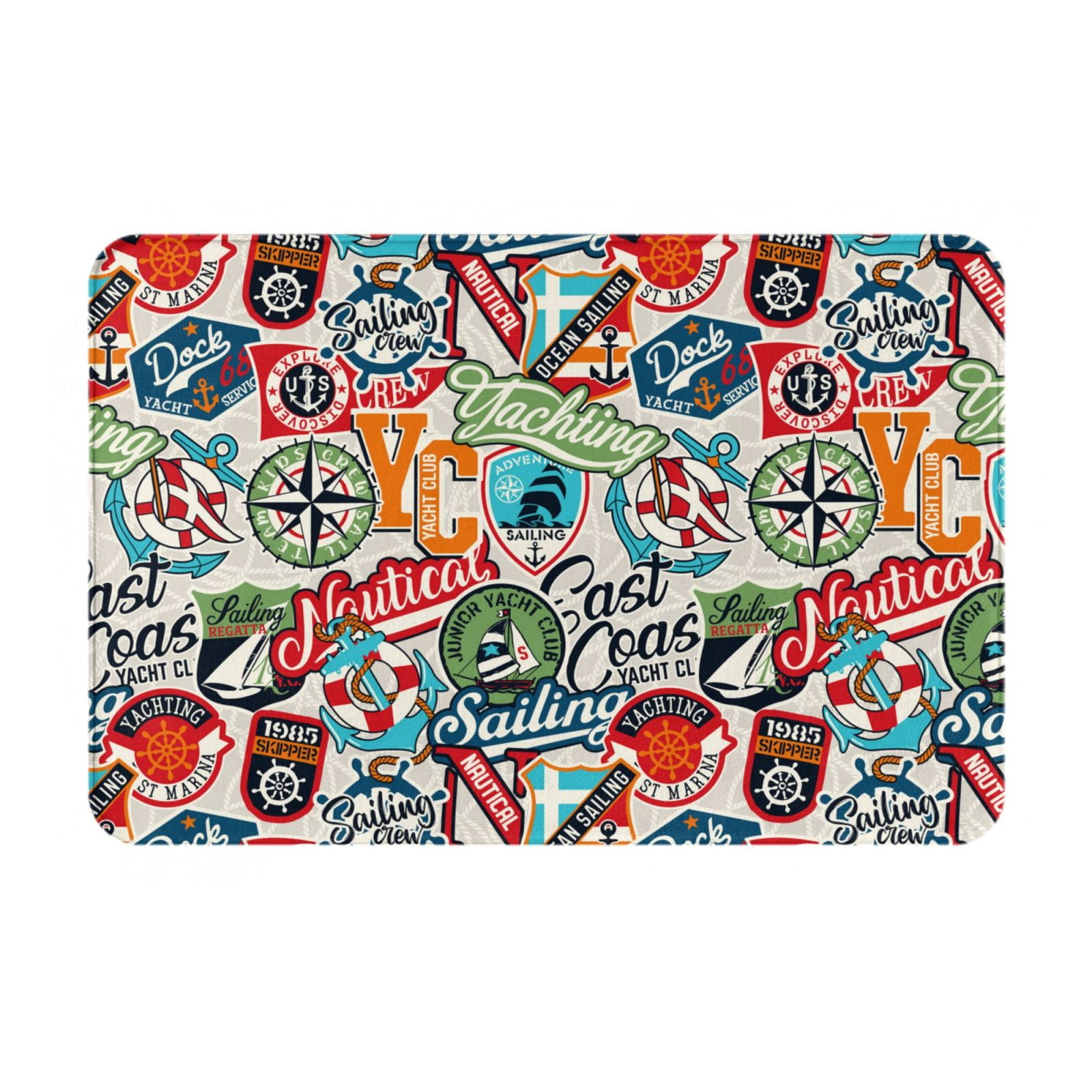 Balery Cute Nautical Doormat, Durable Flannel Fabric, Waterproof Stain ...