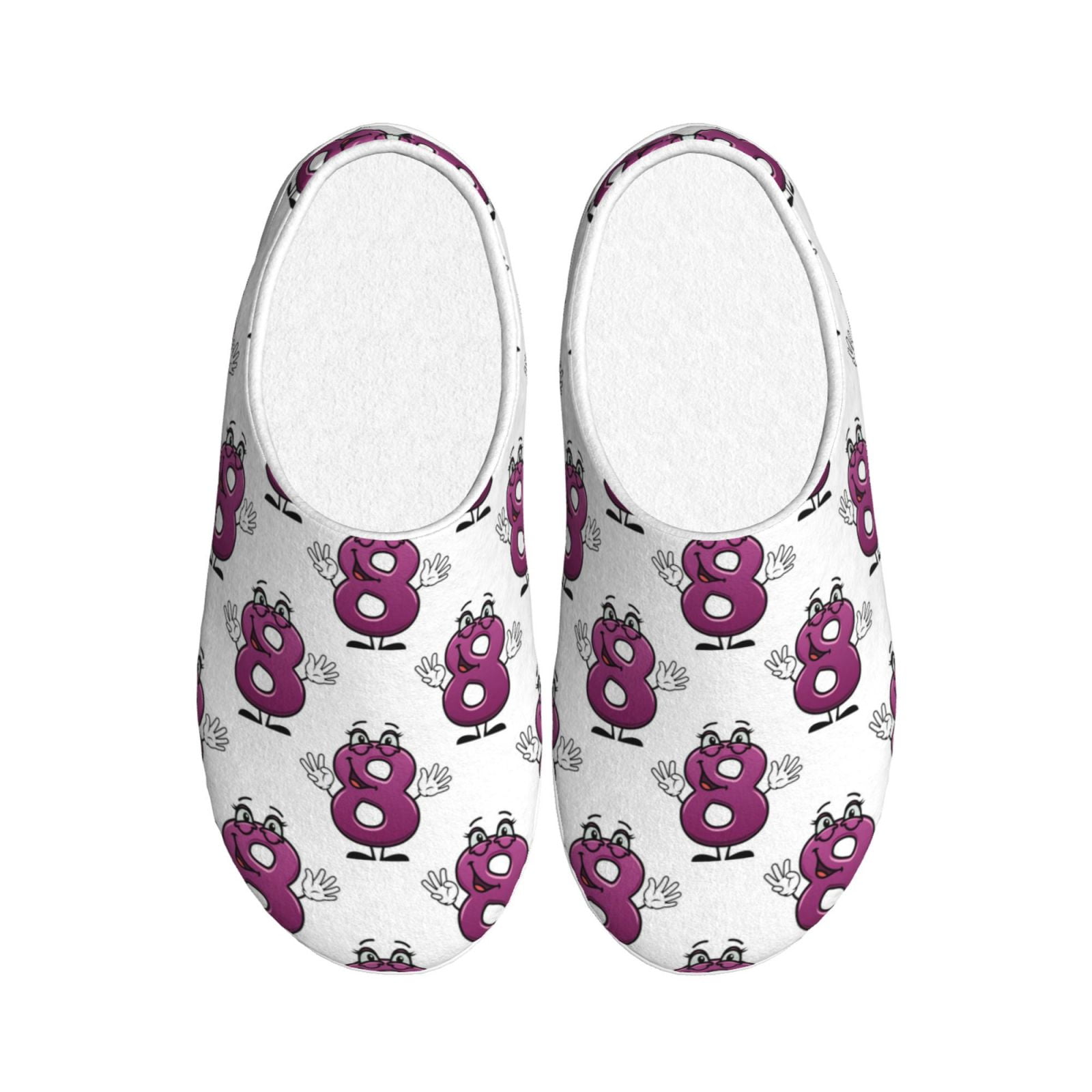Balery Cute Number 8 Pattern Women's Fuzzy Memory Foam Slippers Fluffy ...