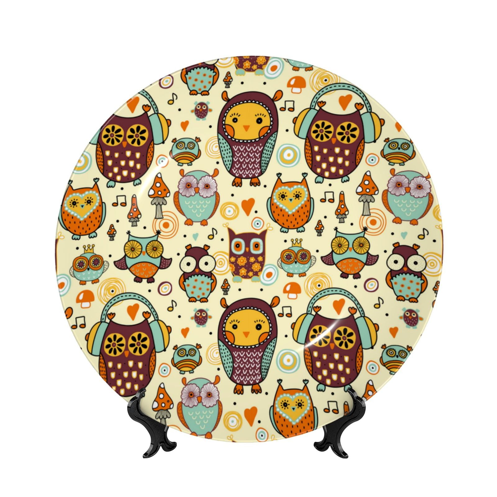 Balery Cute Owls Print Bone China Decorative Plate Ceramic Dinner ...