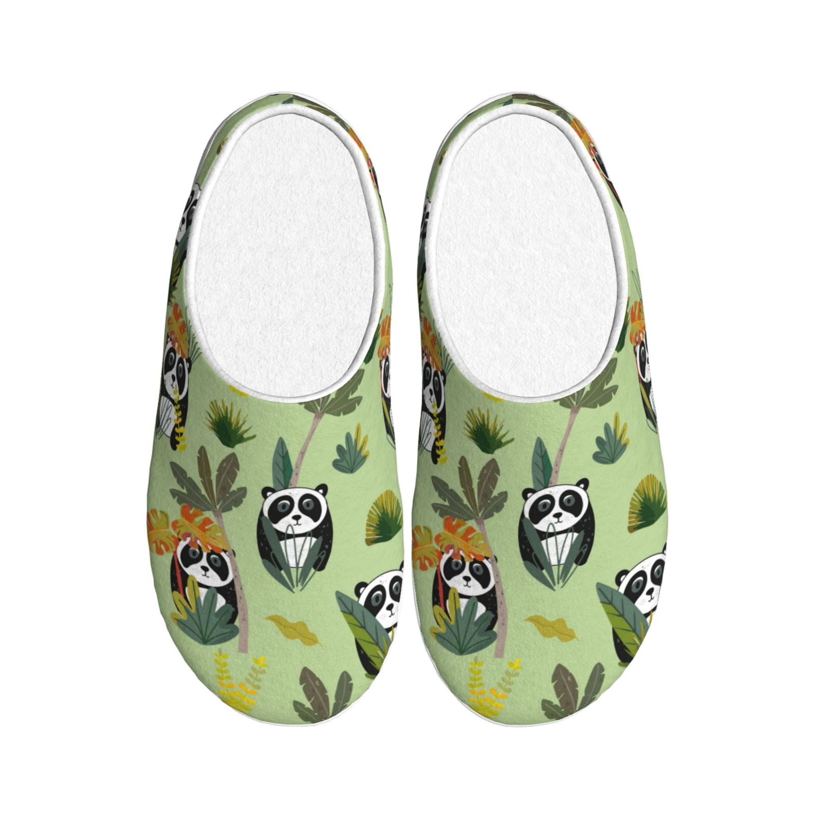 Balery Cute Panda Bear In Greenery Forest Pattern Women's Fuzzy Memory ...
