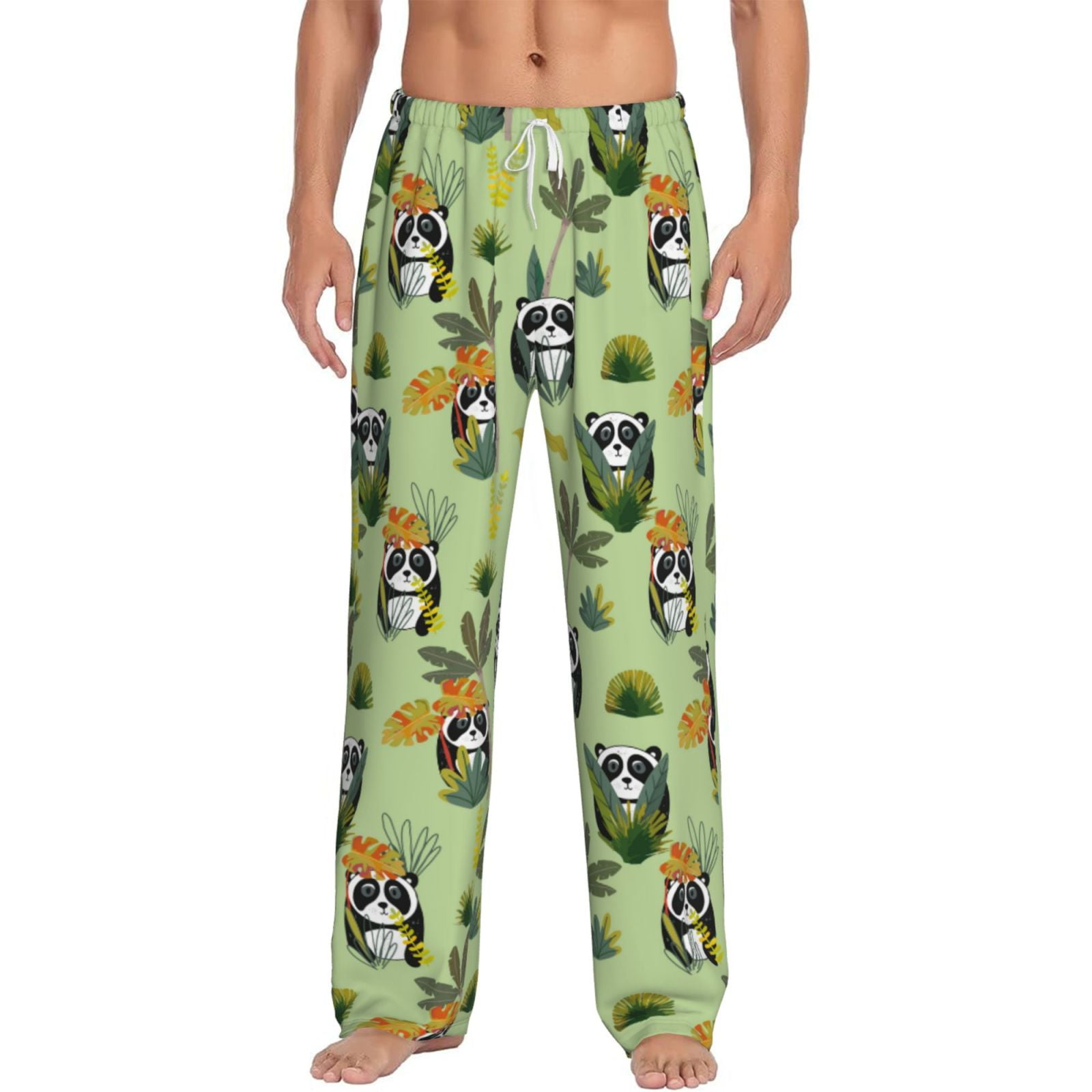 Balery Cute Panda Bear In Greenery Forest print Men's Pajama Pants ...