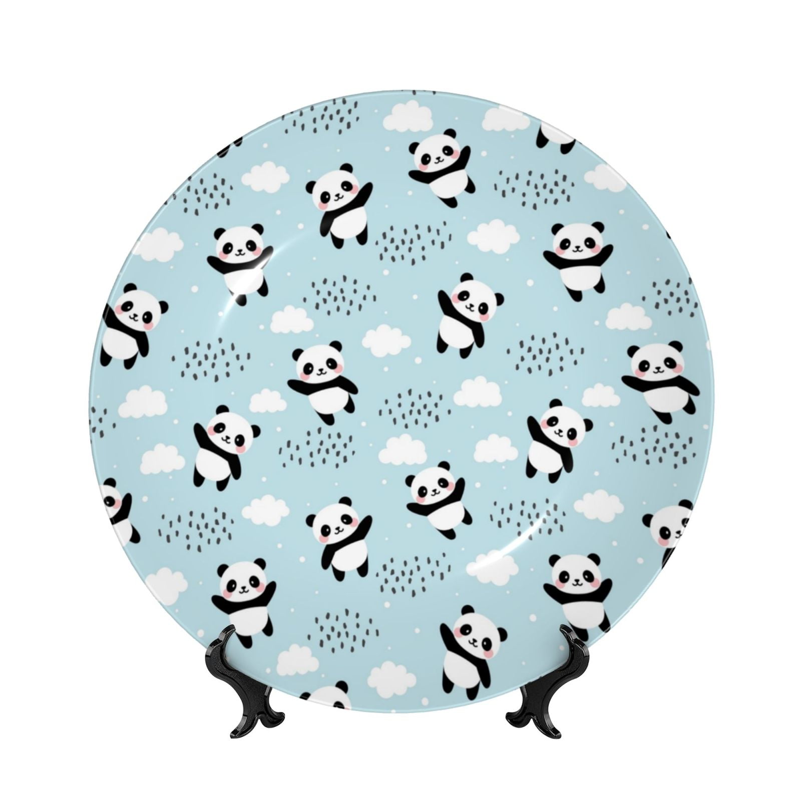 Balery Cute Panda Bear Print Bone China Decorative Plate Ceramic Dinner ...
