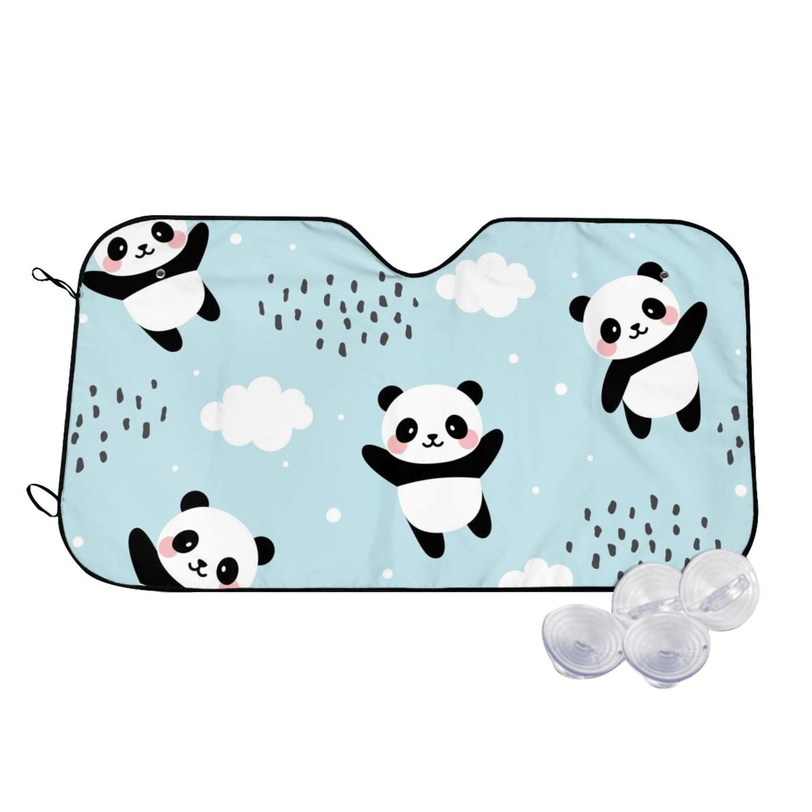 Balery Cute Panda Bear Windshield Sun Shade, Car Front Window Sunshade ...