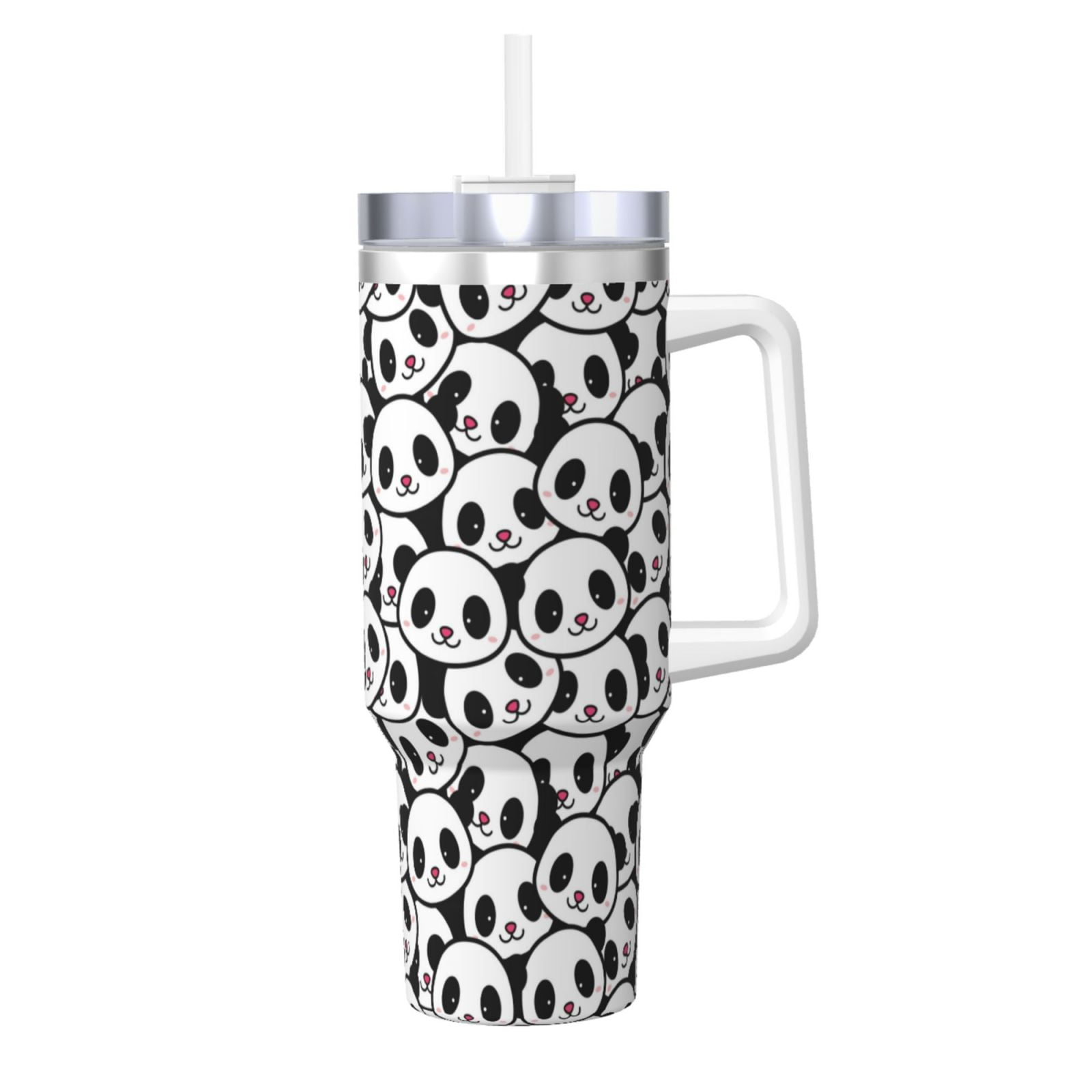 Balery Cute Panda Face Pattern 40oz Stainless Steel Tumbler Double Wall ...