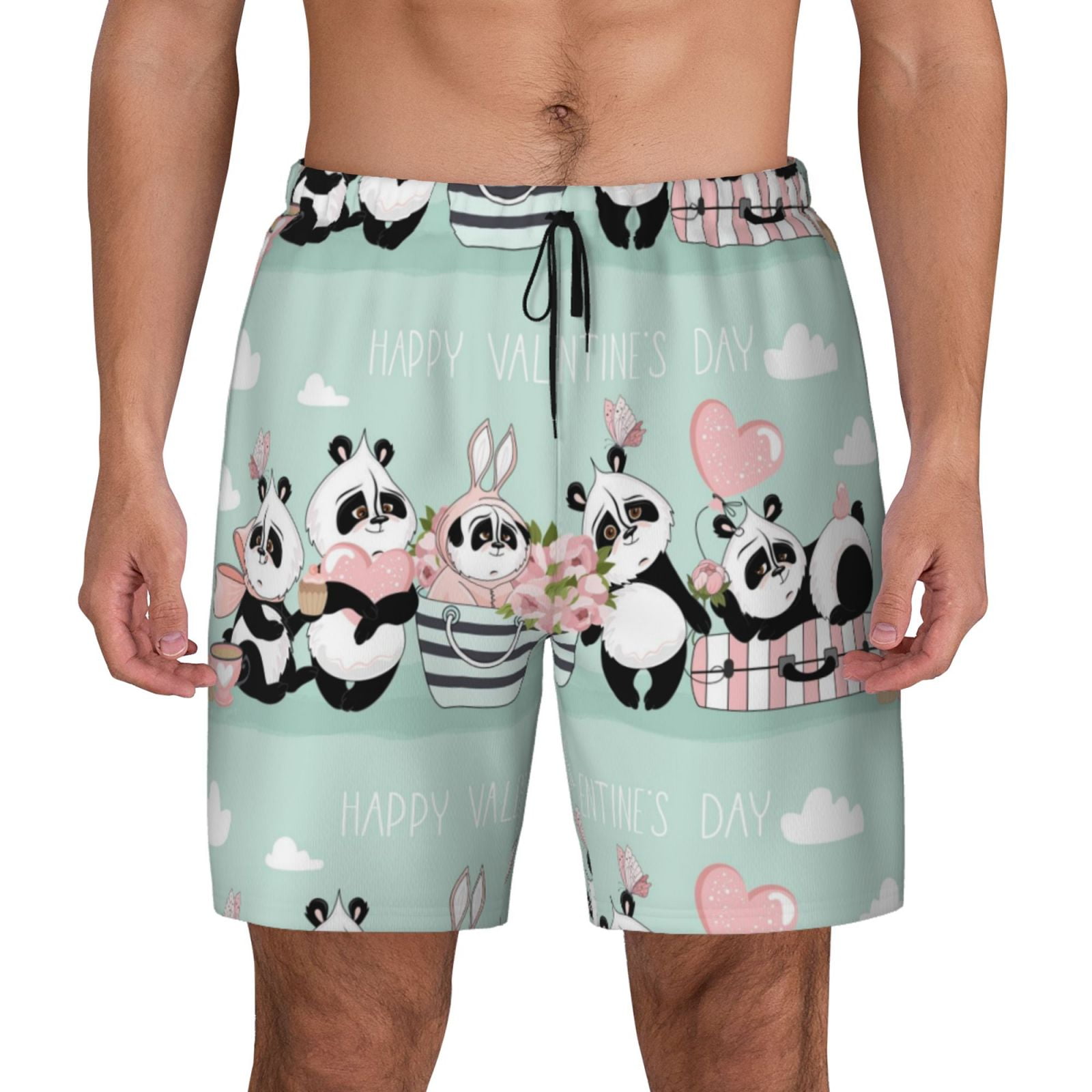 Balery Cute Panda Mens Swim Trunks Swim Shorts for Men Quick Dry Inseam ...