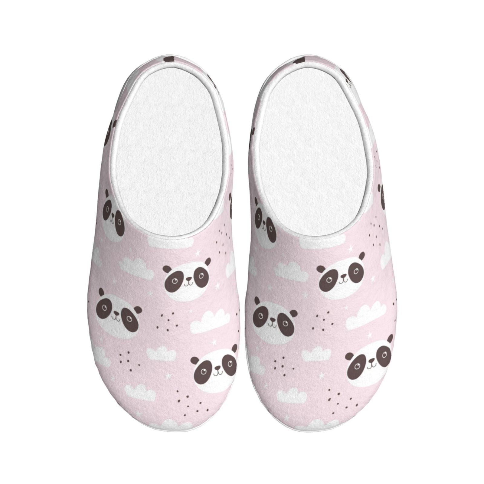 Balery Cute Panda Pattern Women's Fuzzy Memory Foam Slippers Fluffy ...